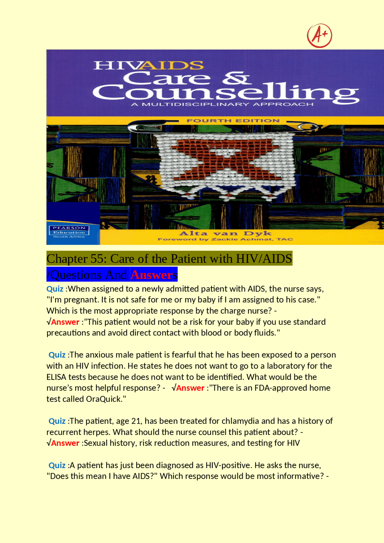 HIV/AIDS: Questions and Answers for Nursing Students | Exams Public ...