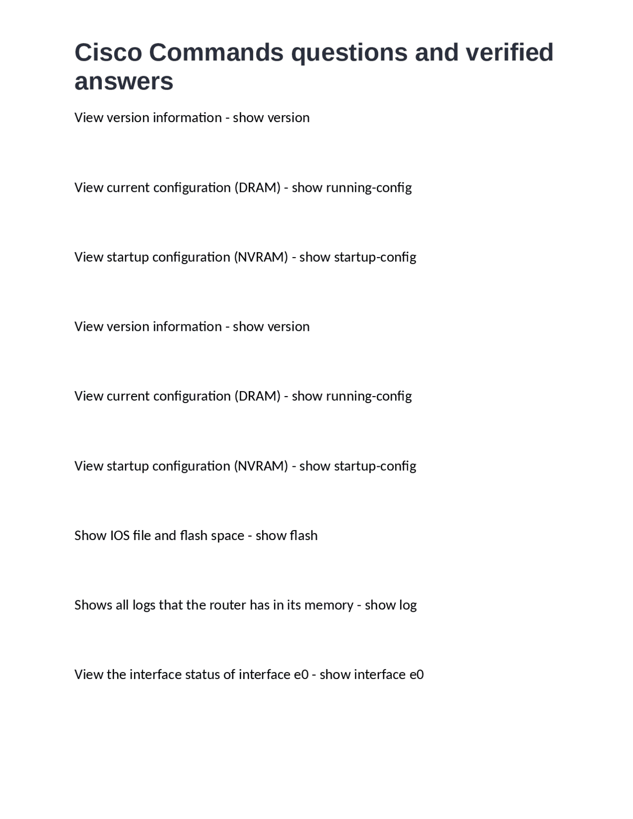 Cisco Router Commands A Comprehensive Guide With Questions And Answers