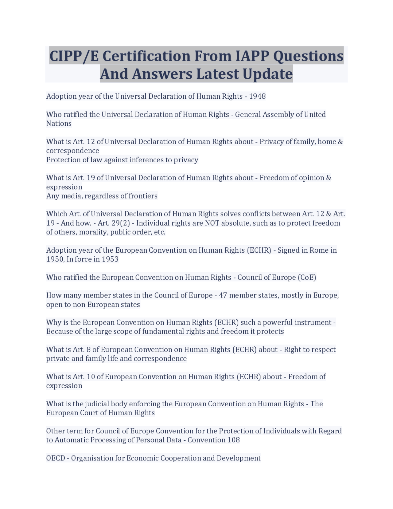 CIPP/E Certification From IAPP: Questions and Answers on Data Privacy ...