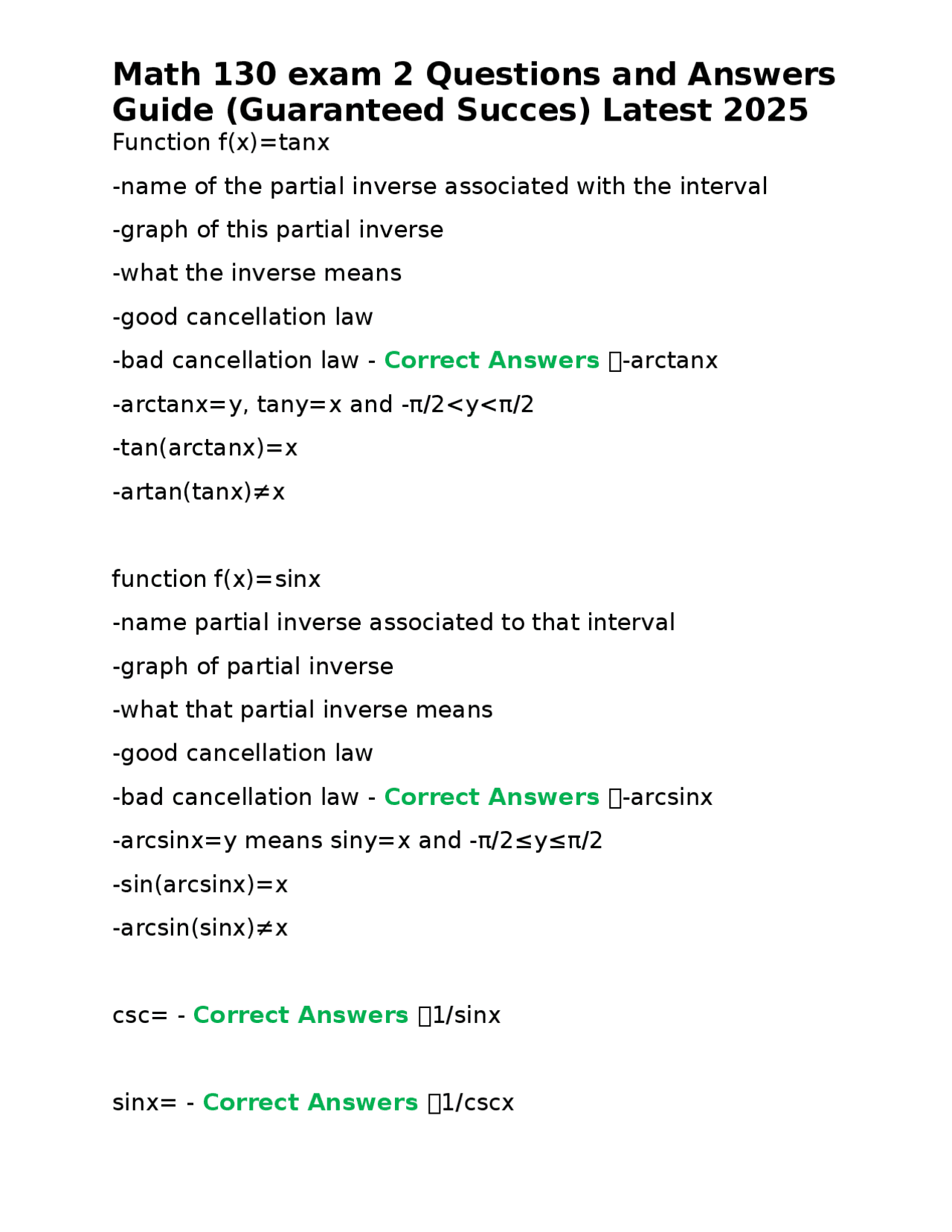 Math 130 exam 2 Questions and Answers Guide (Guaranteed Succes) Latest ...