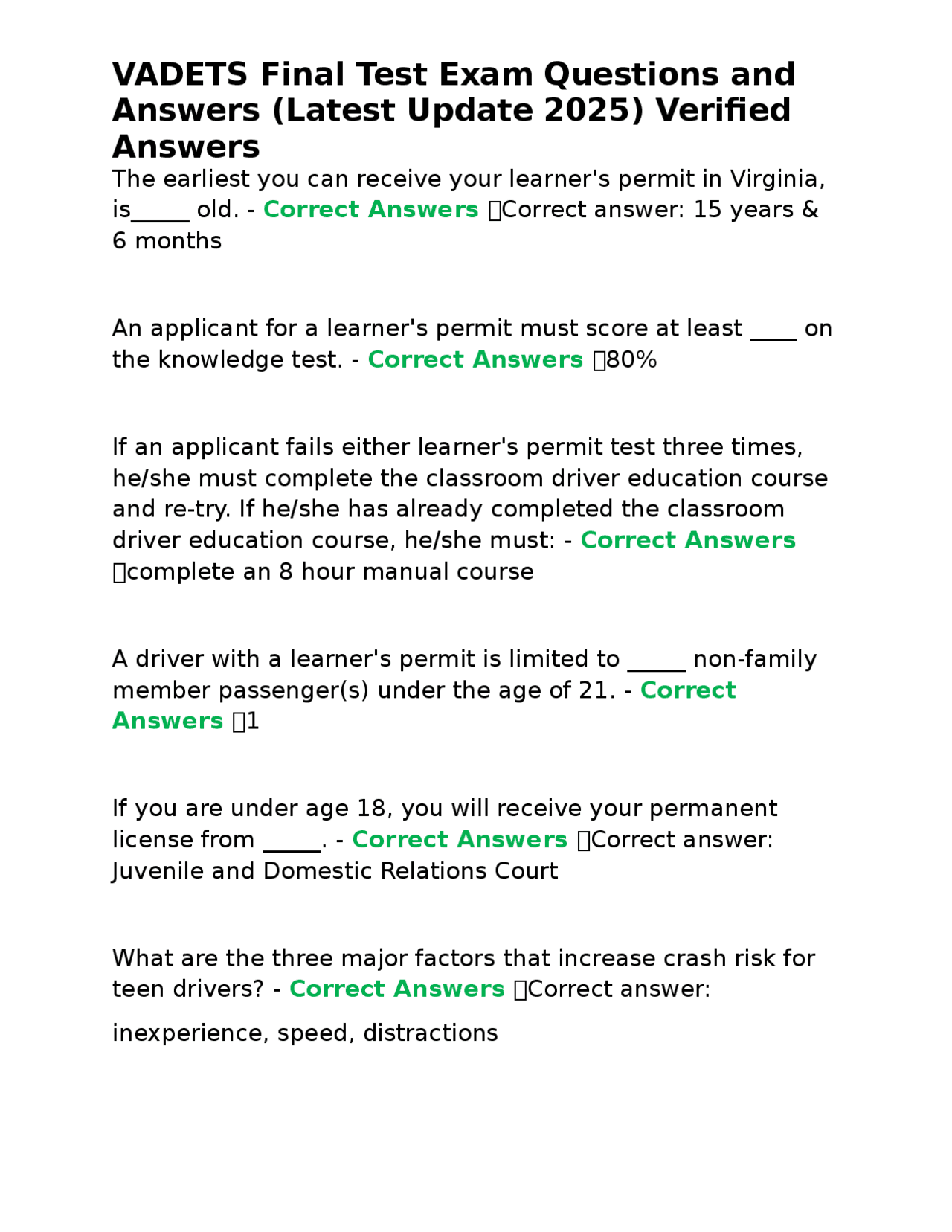 VADETS Final Test Exam Questions and Answers (Latest Update 2025 ...