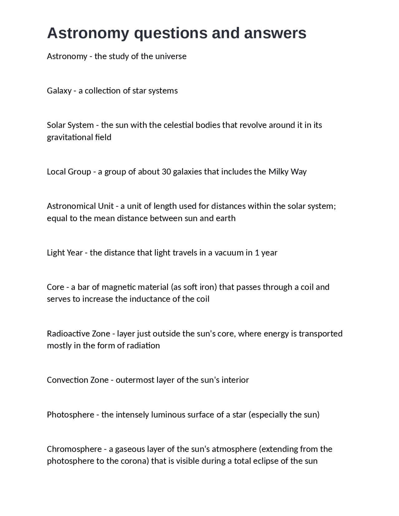Astronomy Questions and Answers: A Guide to the Universe | Exams ...