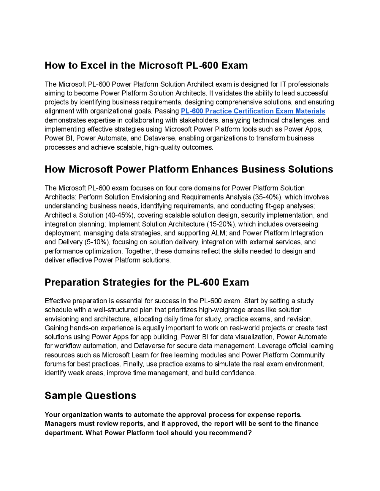 Microsoft PL-600 Latest Exam Material | Essays (high school ...