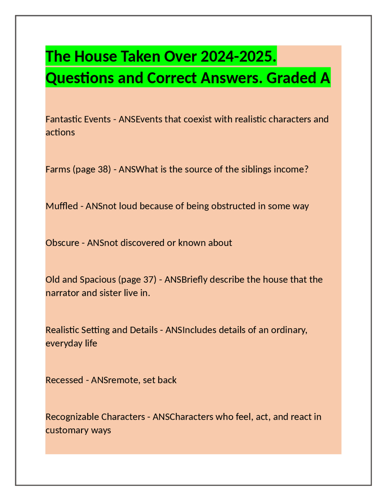 Questions and Answers for 'The House Taken Over' by Julio Cortázar ...