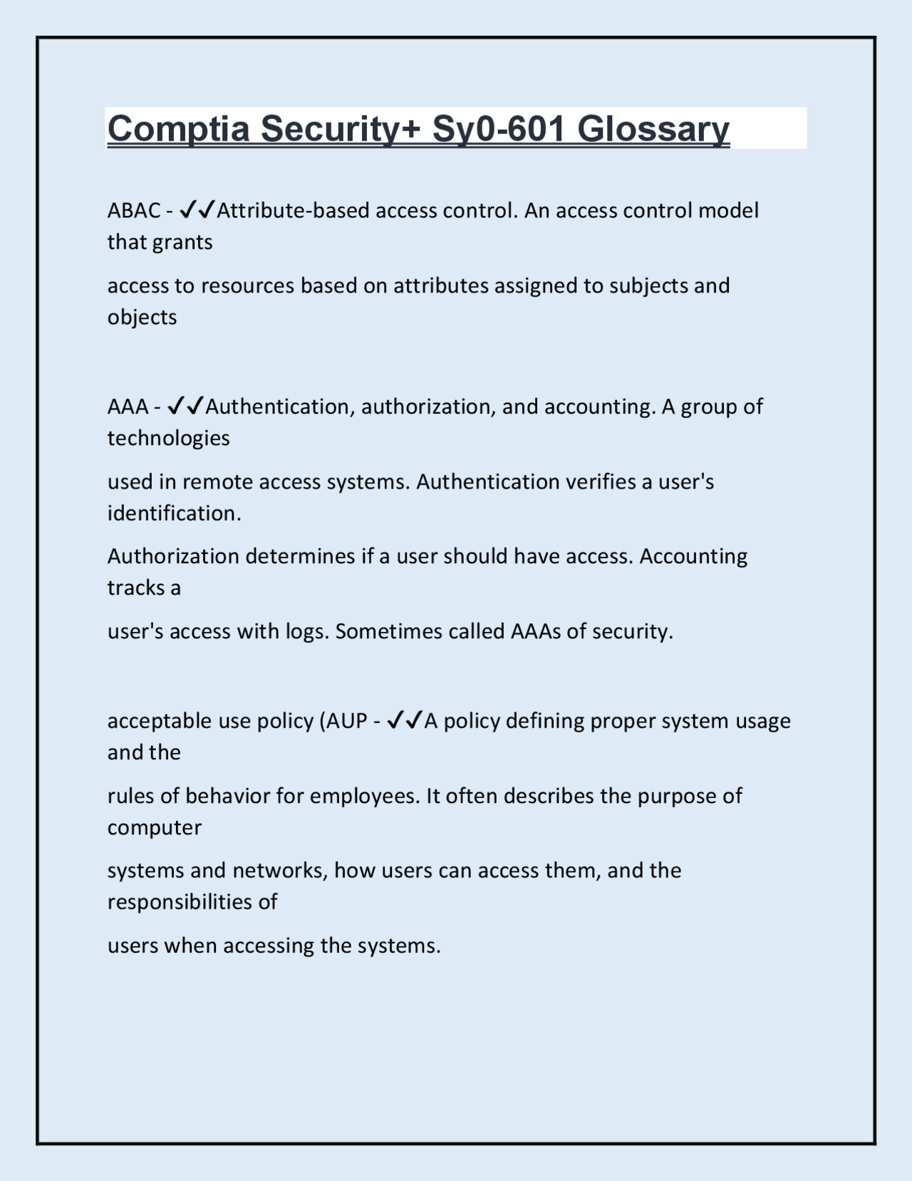 Comptia Security+ Sy0-601 Glossary|questions and answers 2025 | Exams Computer Science | Docsity