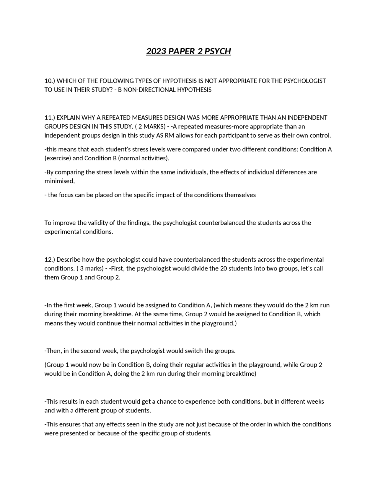 Psychology Research Methods: Exercises & Questions on Hypothesis ...