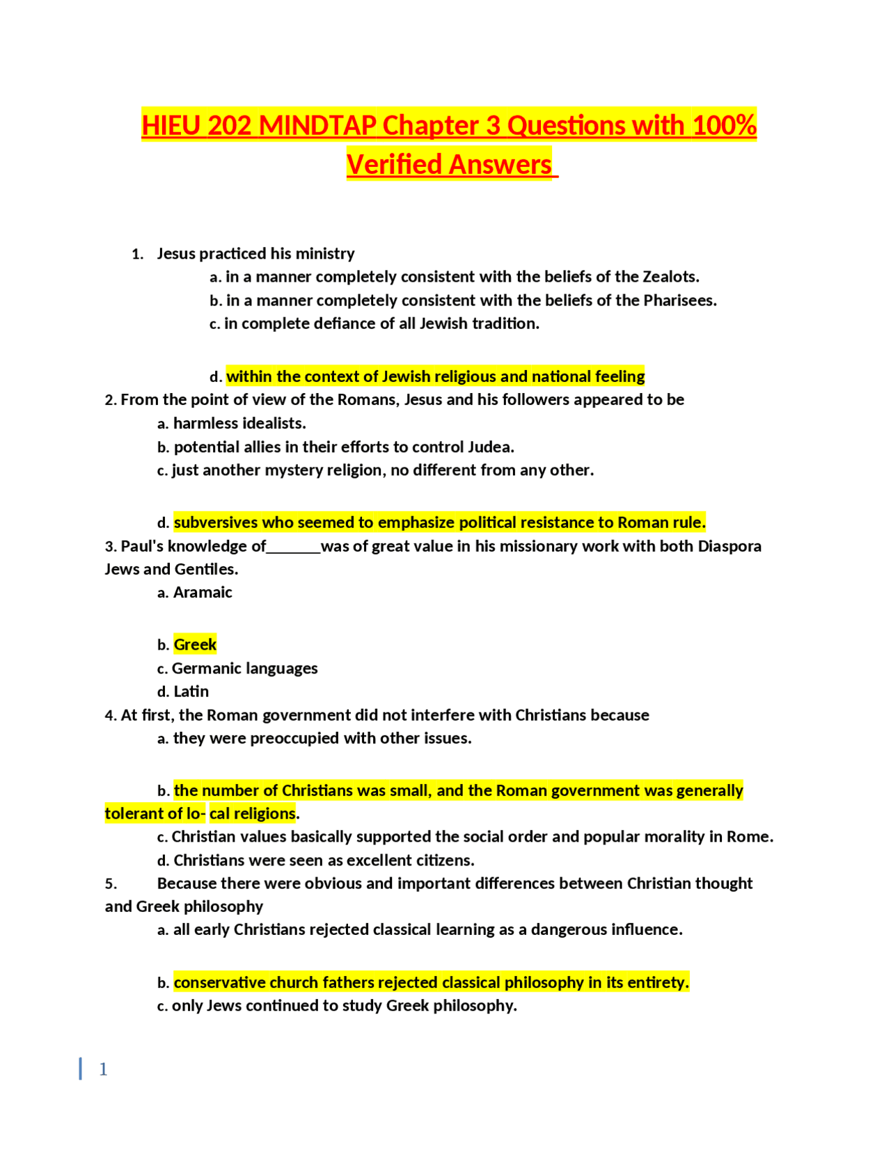 HIEU 202 MINDTAP Chapter 3 Questions with 100% Verified Answers | Exams ...
