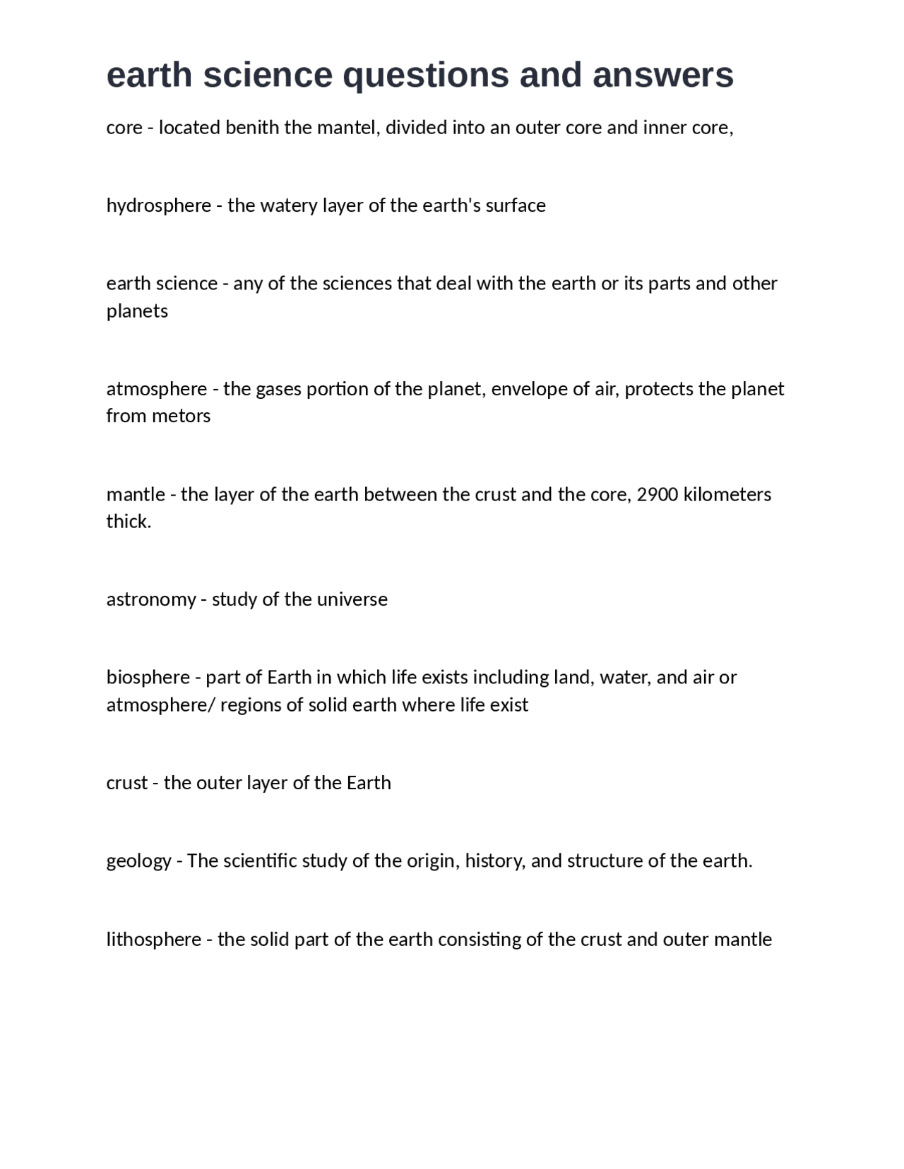 Earth Science Questions and Answers: A Comprehensive Guide to Key ...