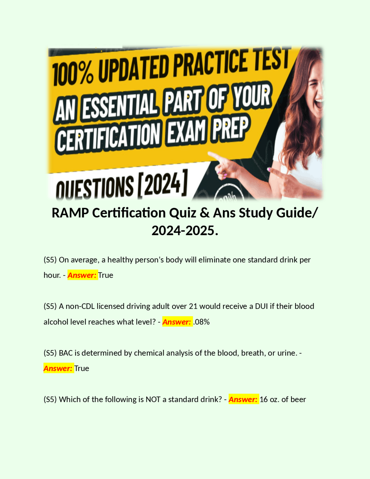 RAMP Certification Quiz & Answers Study Guide: 2024-2025 | Exams ...