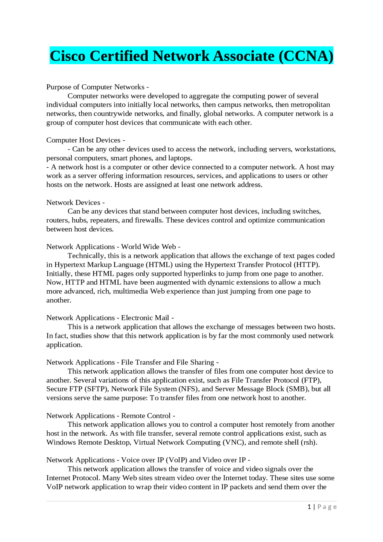 Cisco Certified Network Associate (CCNA) | Exams Computer Networks ...