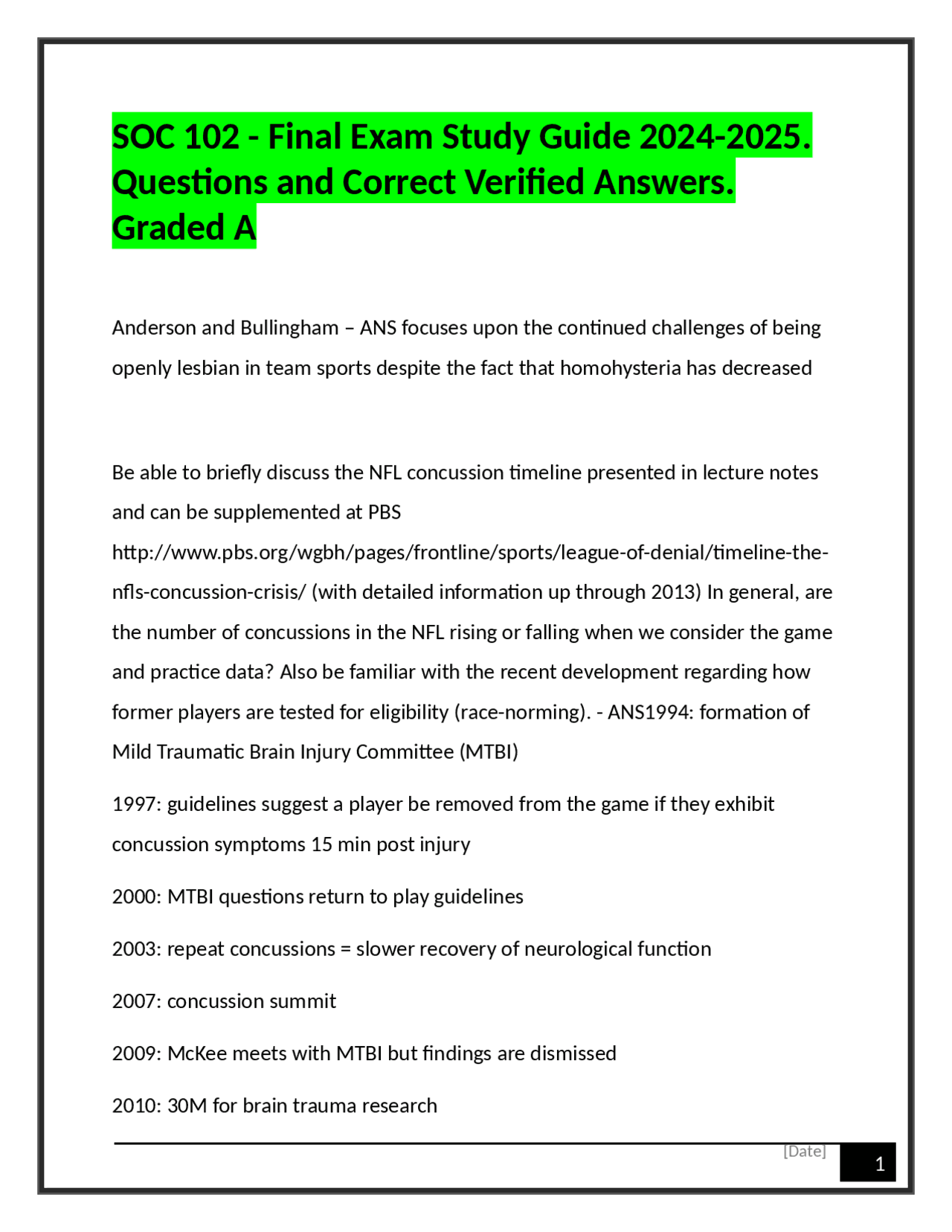 SOC 102 - Final Exam Study Guide 2024-2025. Questions & Correct ...