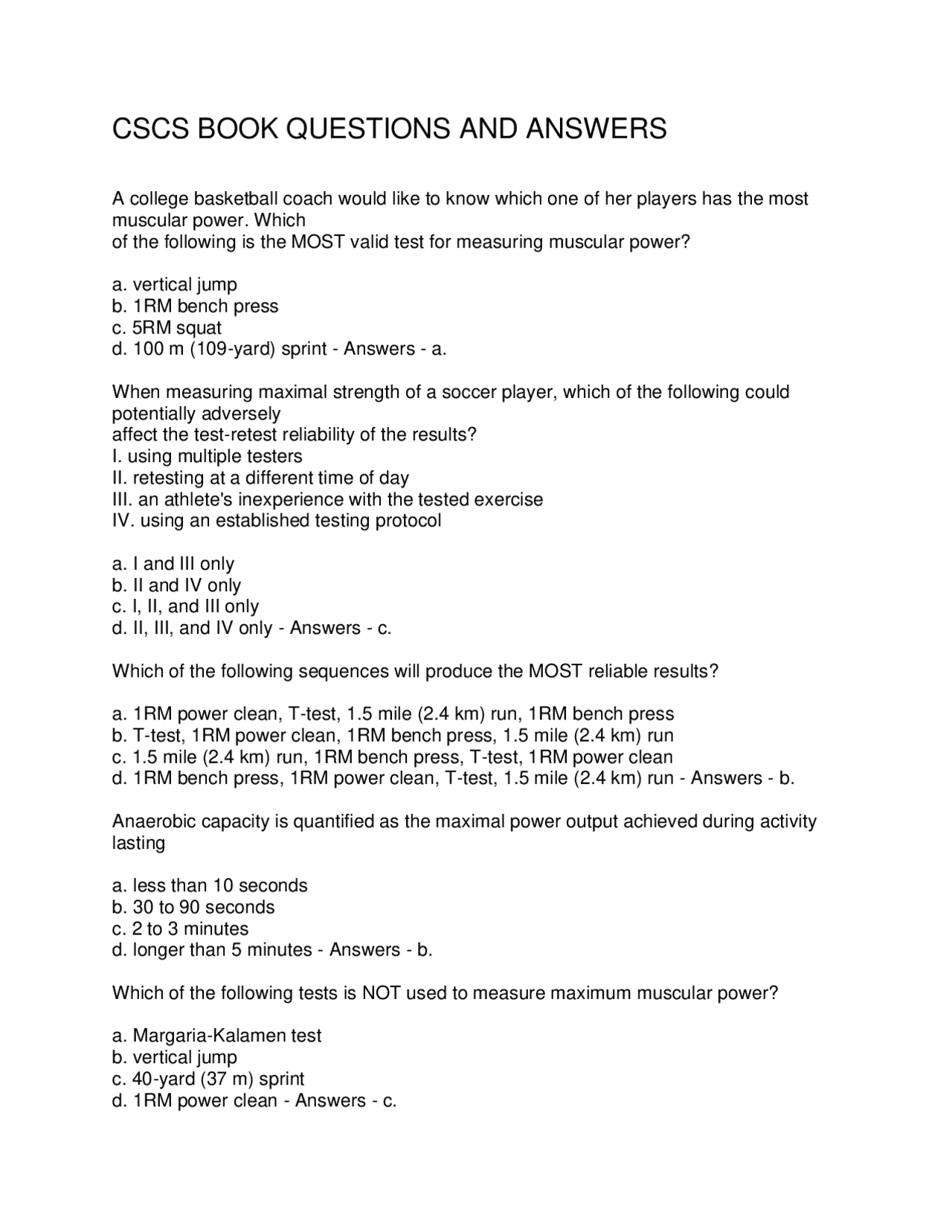 CSCS BOOK QUESTIONS AND ANSWERS | Exams Social Sciences | Docsity