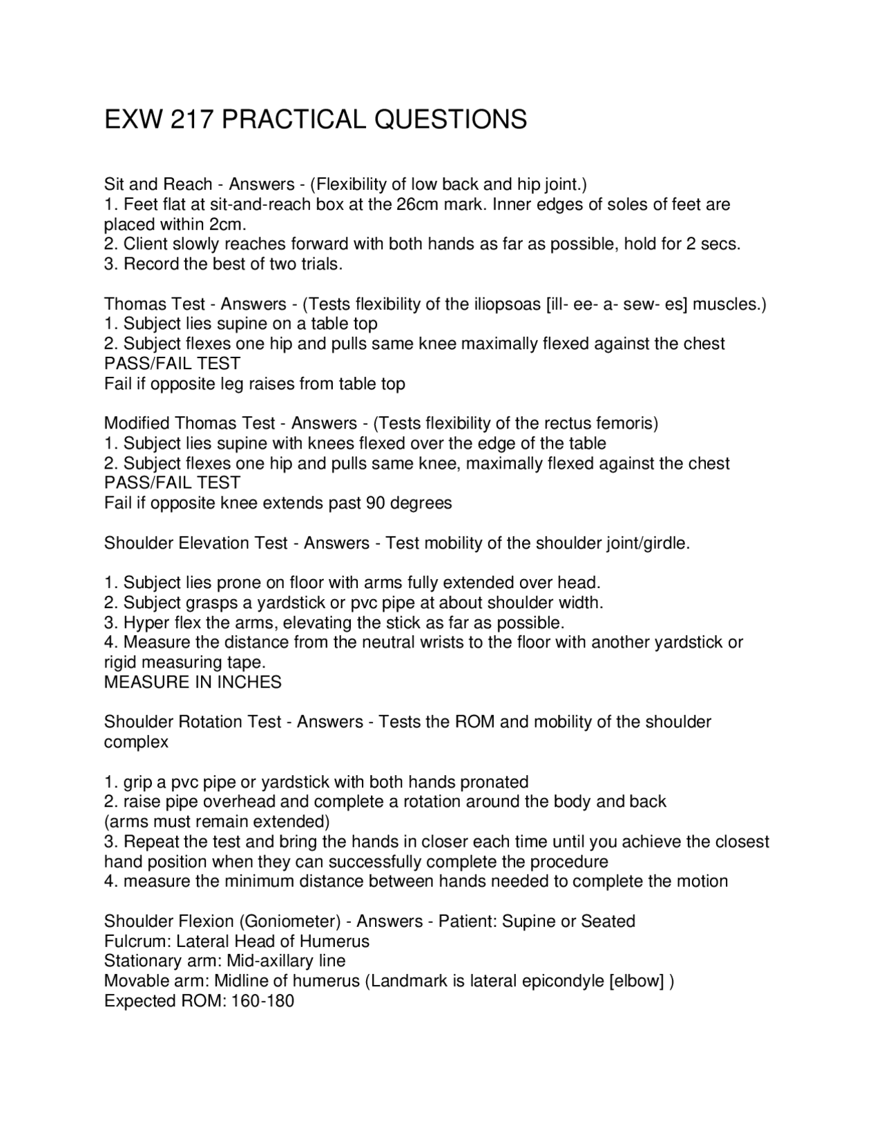 Practical Questions and Answers for Exercise Evaluation | Exams Social ...