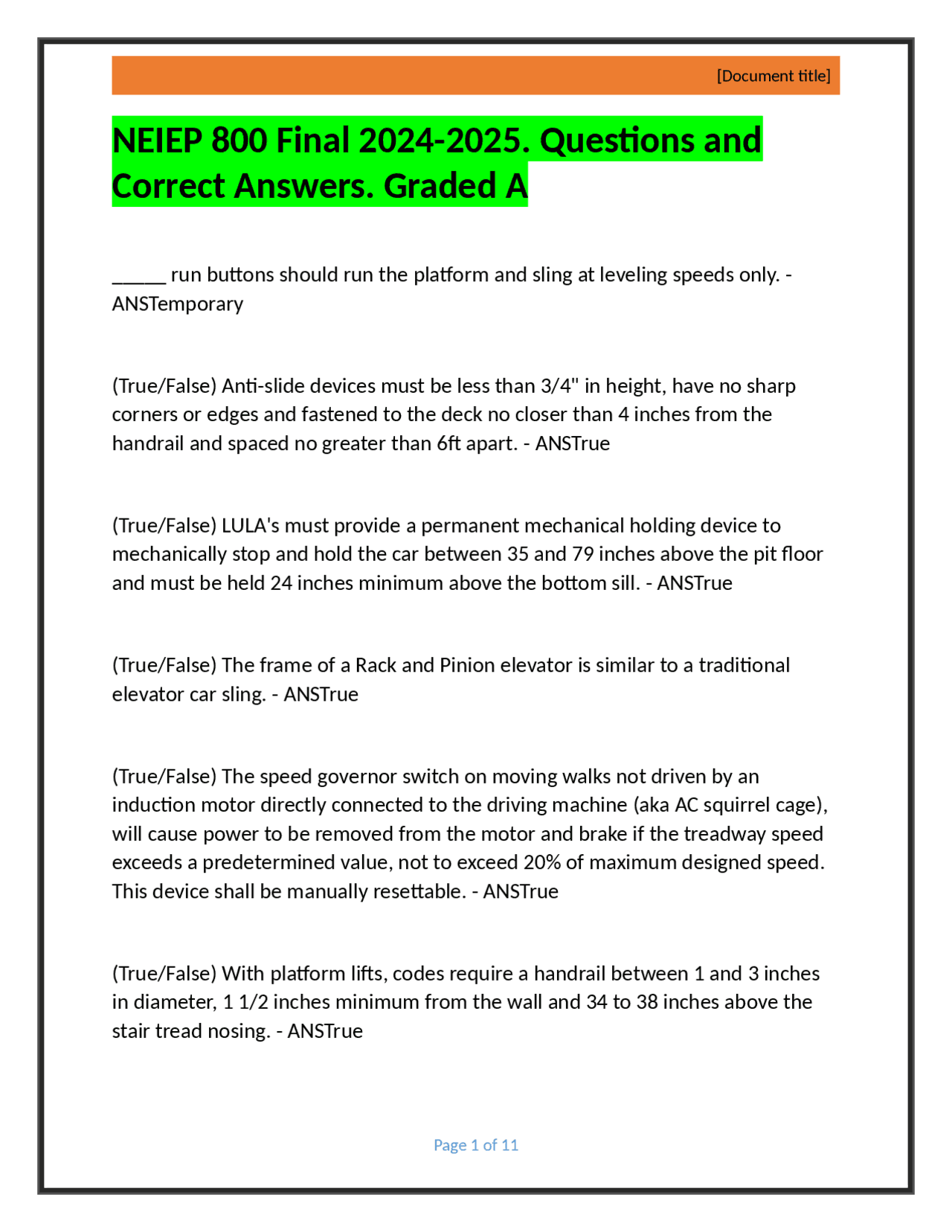 NEIEP 800 Final 2024-2025: Questions and Correct Answers | Exams Engineering | Docsity