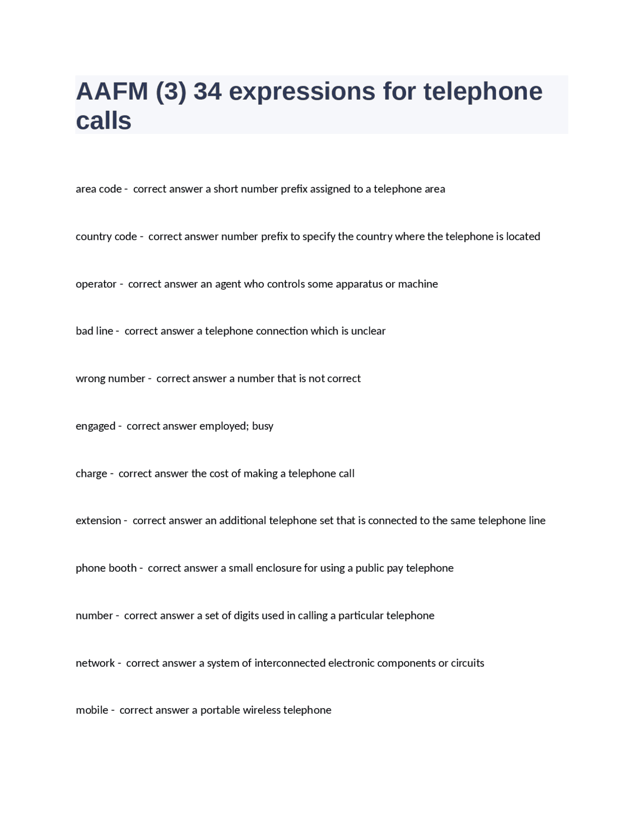 Telephone Call Vocabulary: 34 Essential Terms and Definitions | Exams ...