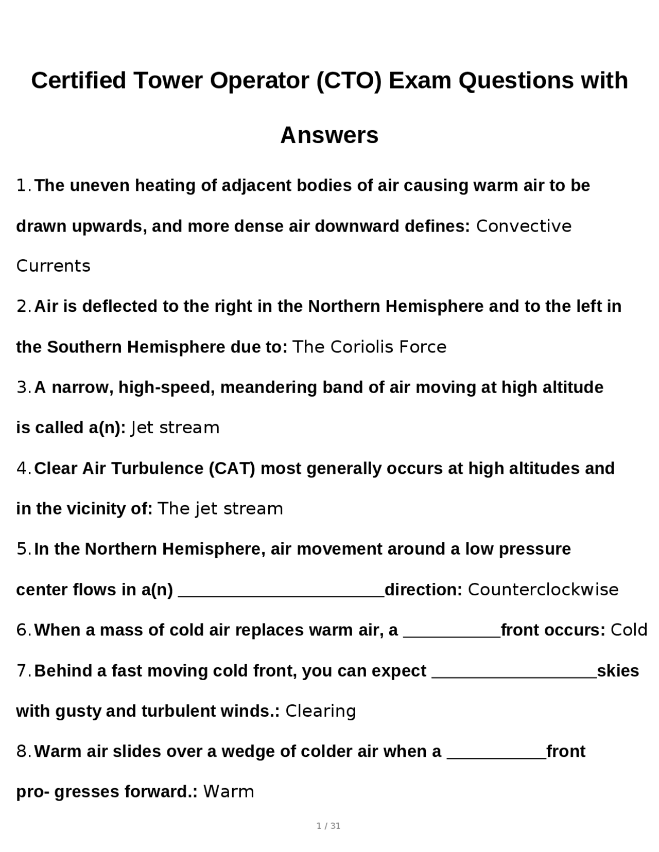 Certified Tower Operator (CTO) Exam Questions and Answers | Exams ...