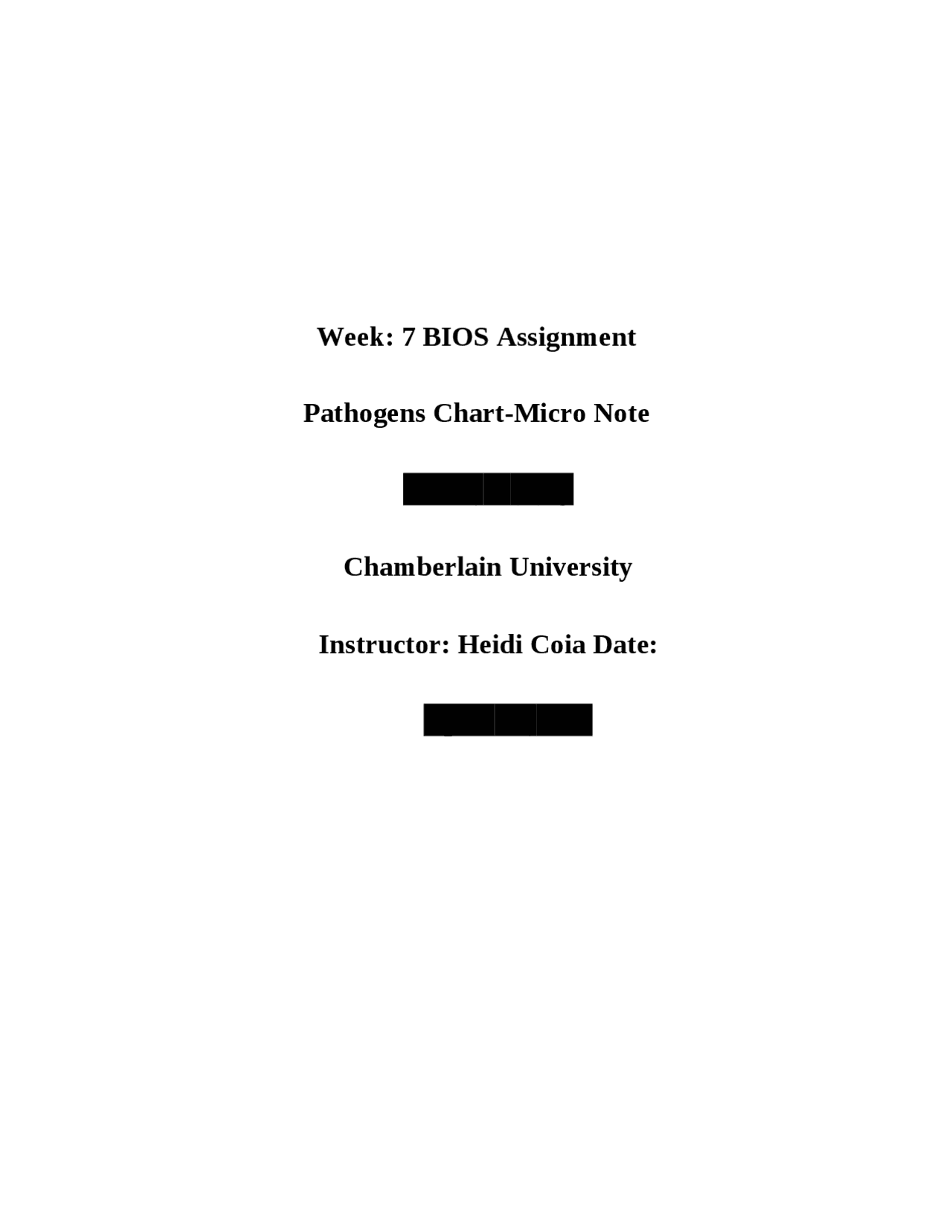BIOS 242 Week 7 Assignment; Pathogens Chart-Micro Note | Assignments Biology | Docsity
