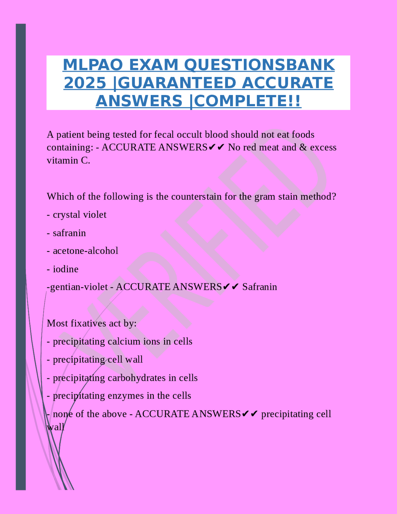 MLPAO Exam Questions Bank: A Comprehensive Guide to Medical Laboratory ...