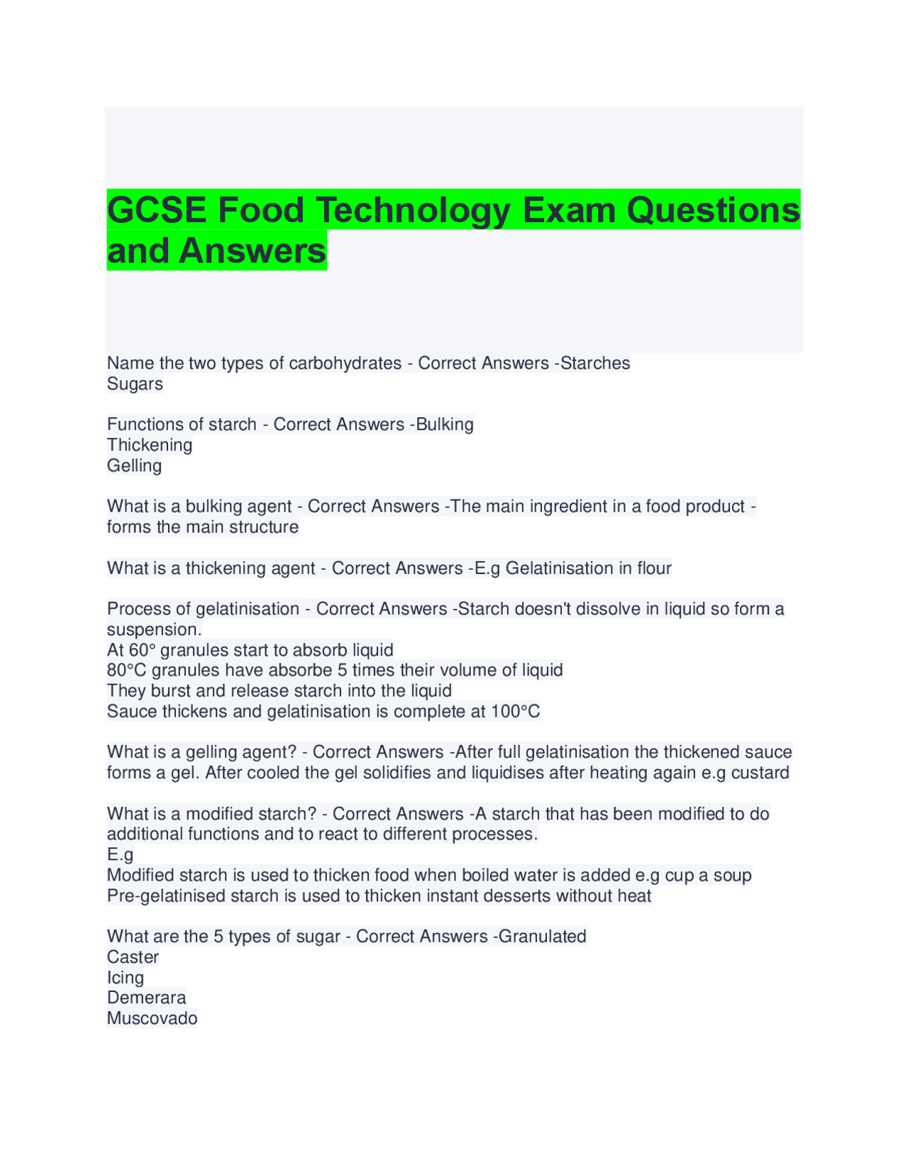 GCSE Food Technology Exam Questions and Answers | Exams Advanced ...