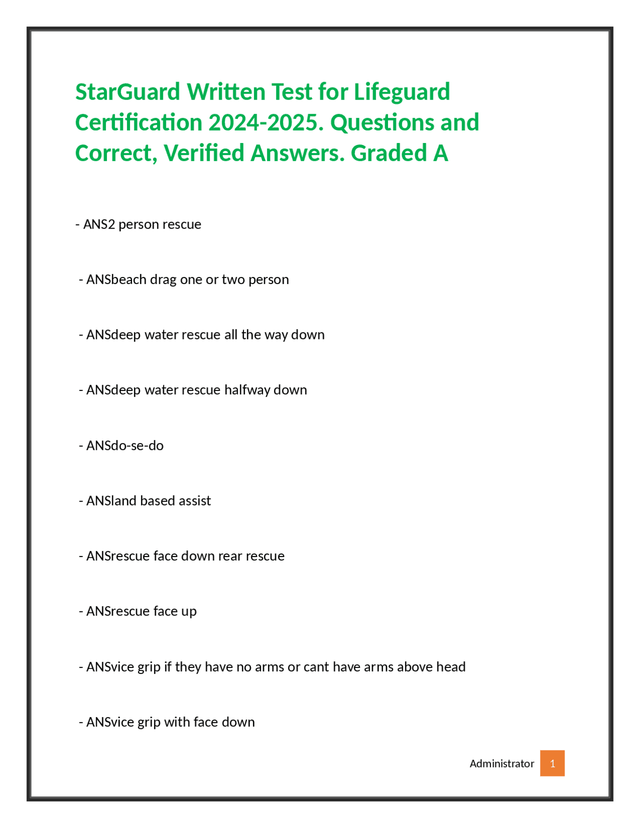 Lifeguard Certification Written Test: Questions and Answers | Exams ...