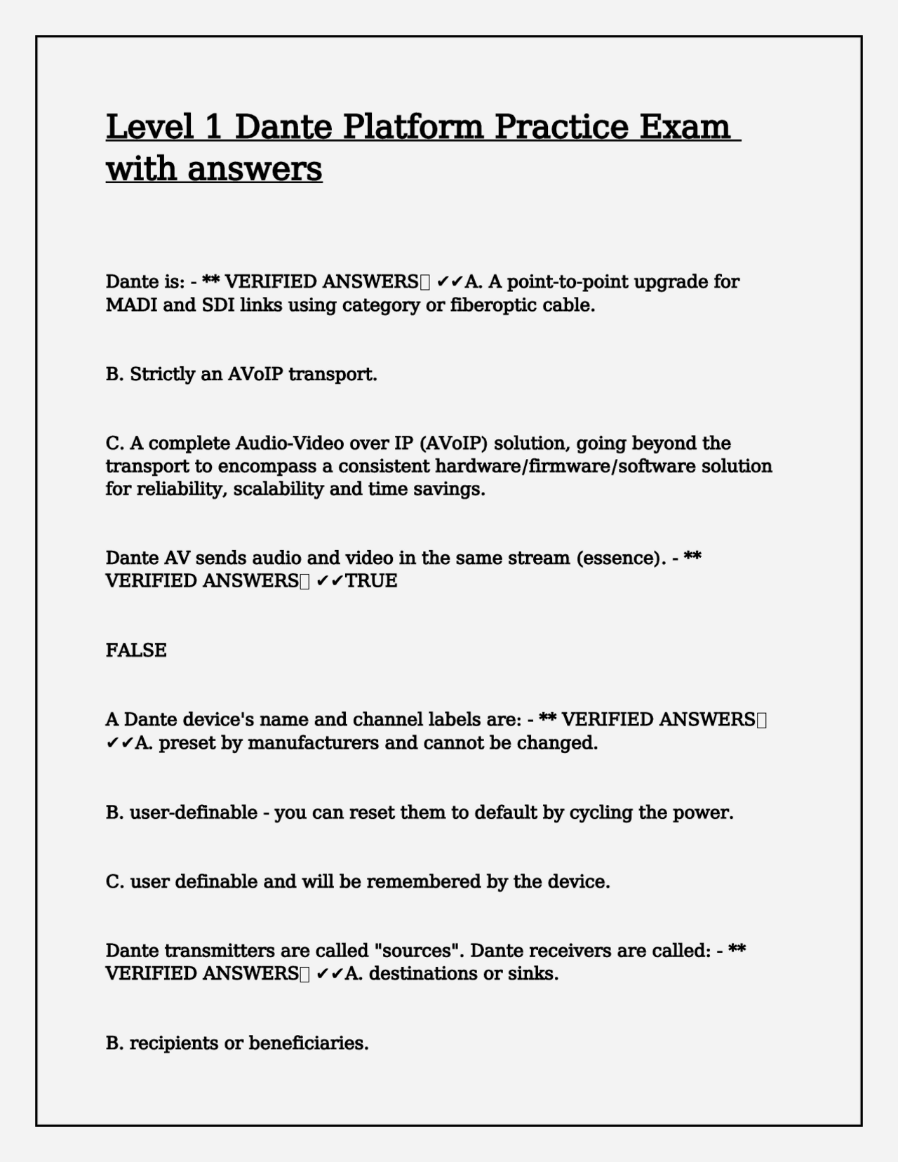 Dante Platform Practice Exam with Answers | Exams Computer Science ...