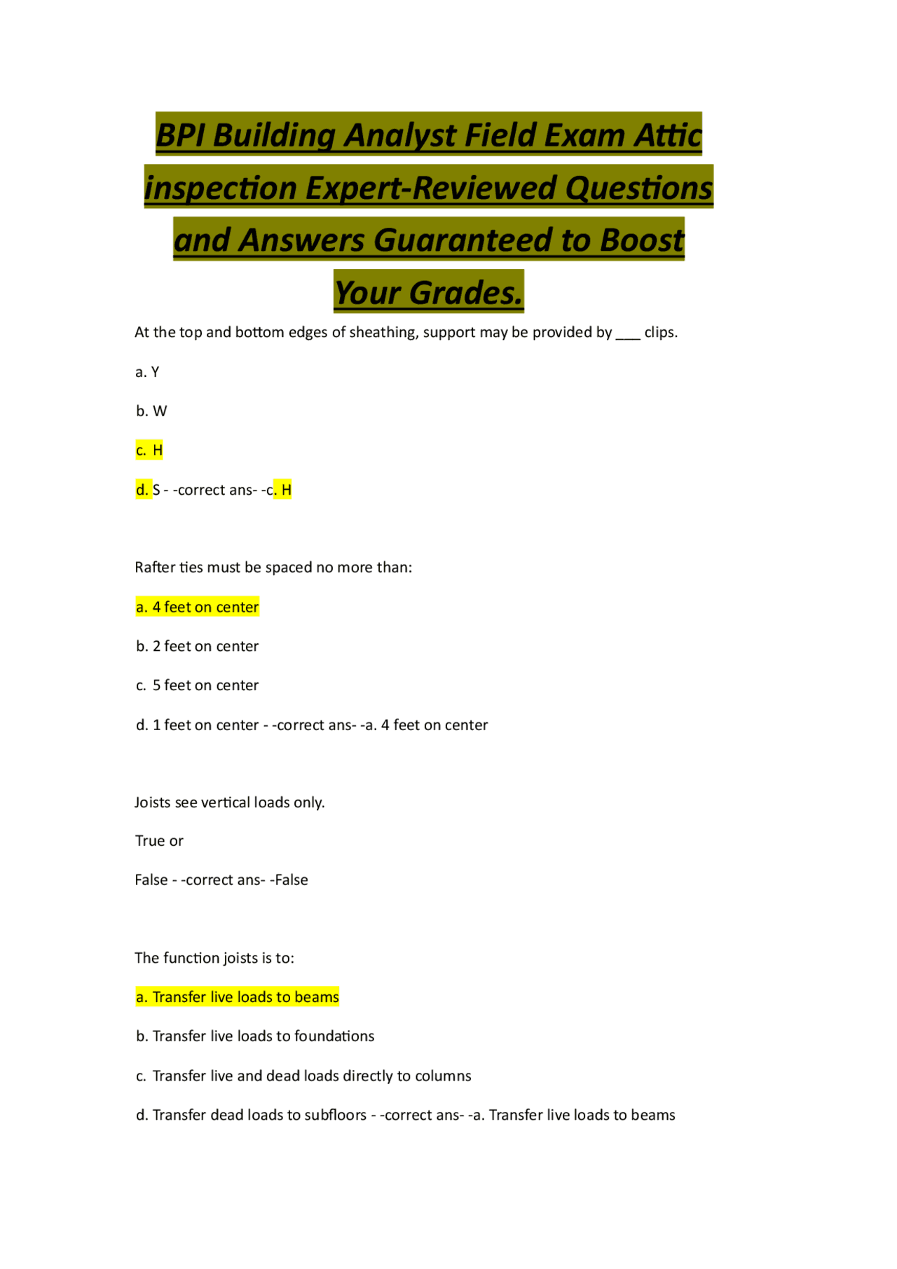 BPI Building Analyst Field Exam Attic Inspection: Expert-Reviewed ...