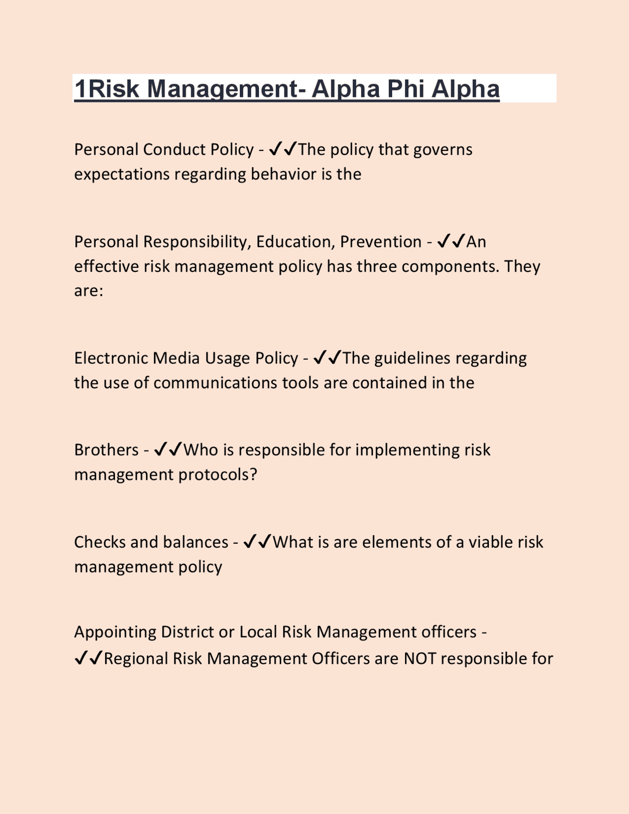 1Risk Management- Alpha Phi Alpha 2025 exam | Exams Credit and Risk ...