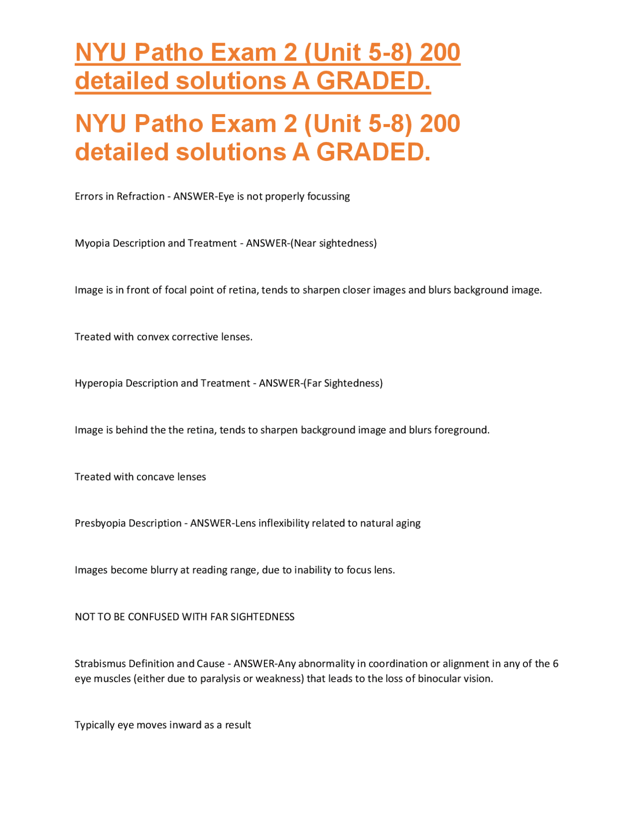 NYU Patho Exam 2 (Unit 5-8) 200: Detailed Solutions A GRADED | Exams ...