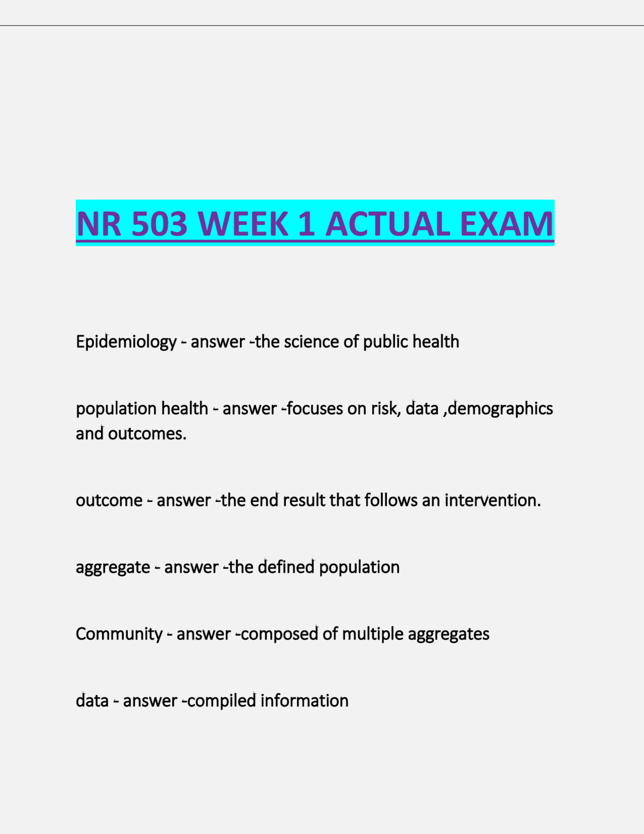 Epidemiology and Public Health: Key Concepts and Definitions | Exams ...