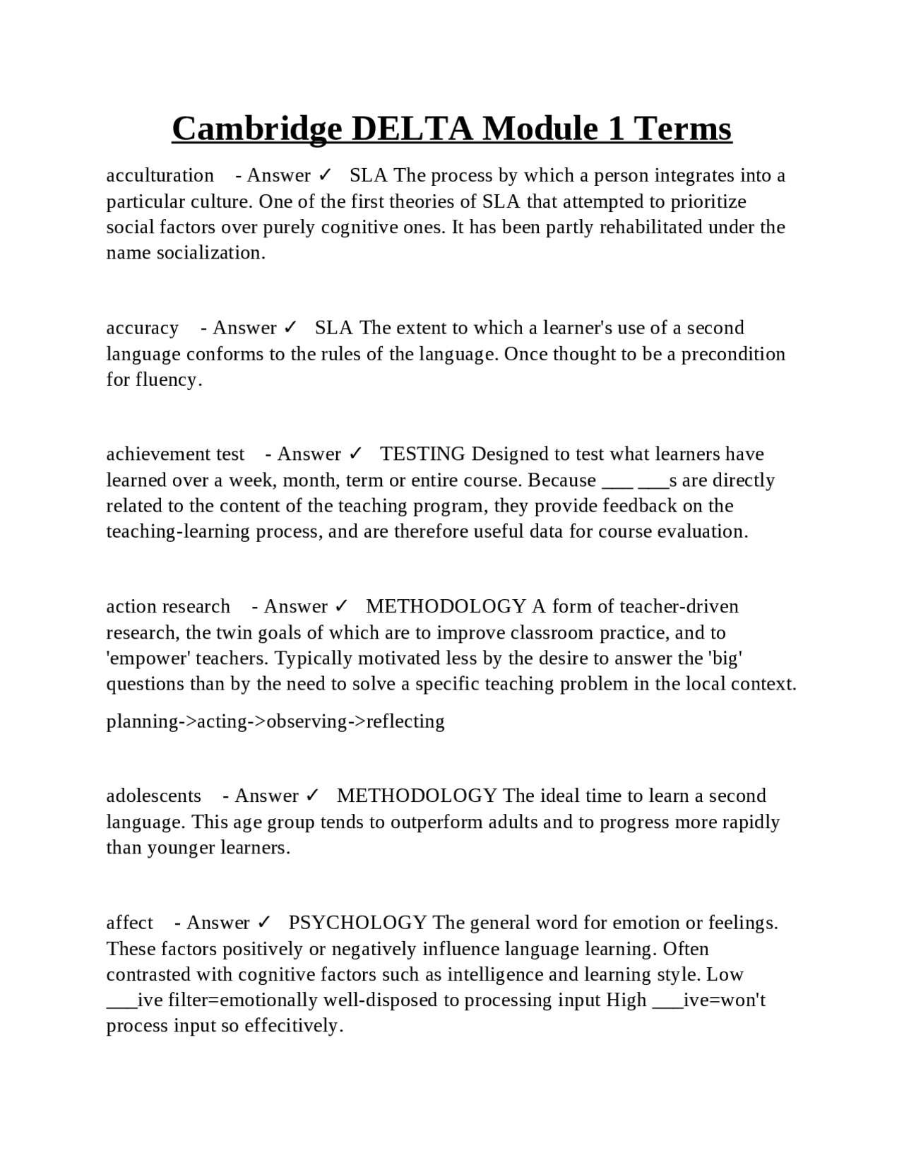 Cambridge DELTA Module 1 Terms: A Glossary of Key Concepts in Applied ...