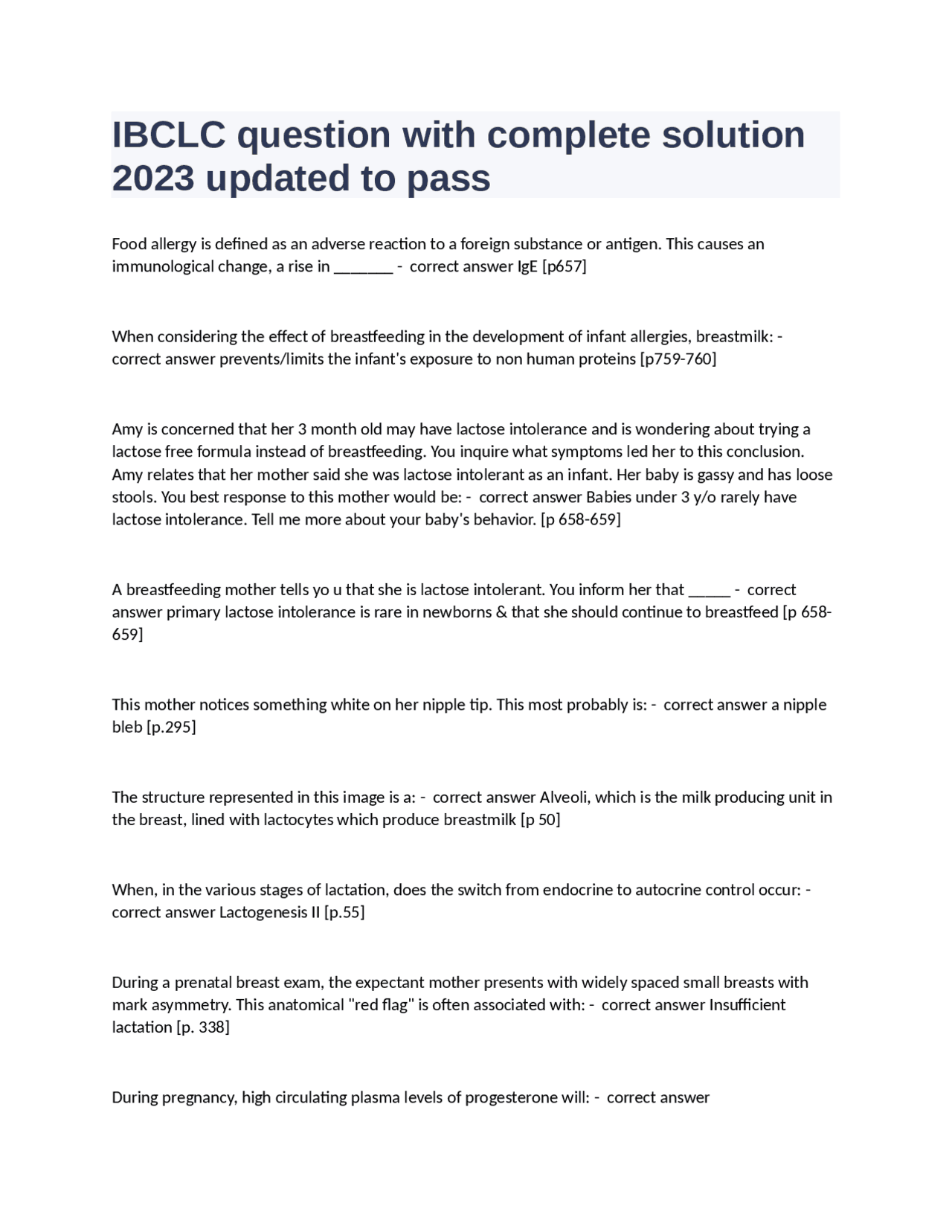 IBCLC Exam Preparation: Breastfeeding Questions and Answers | Exams ...