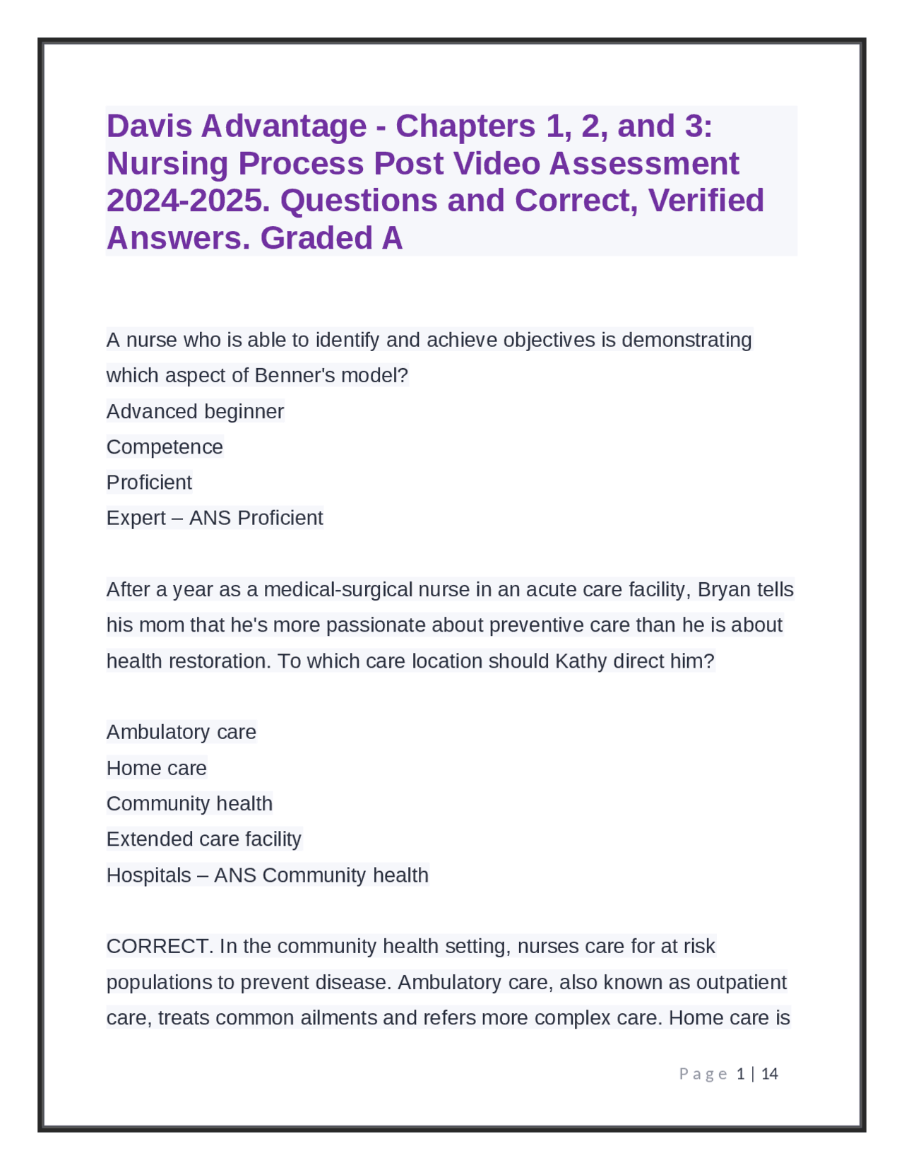 Davis Advantage - Chapters 1, 2, and 3: Nursing Process Post Video ...