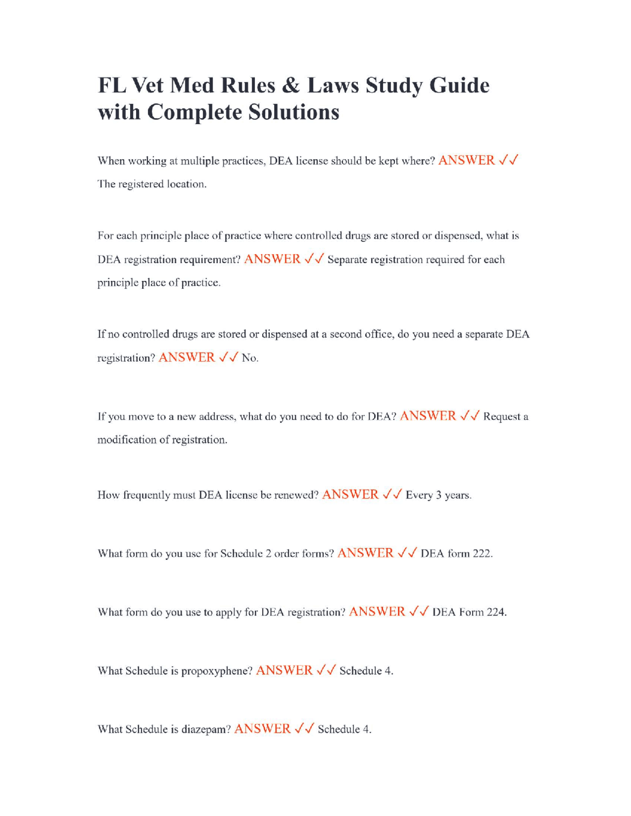 FL Vet Med Rules & Laws Study Guide with Complete Solutions | Exams ...
