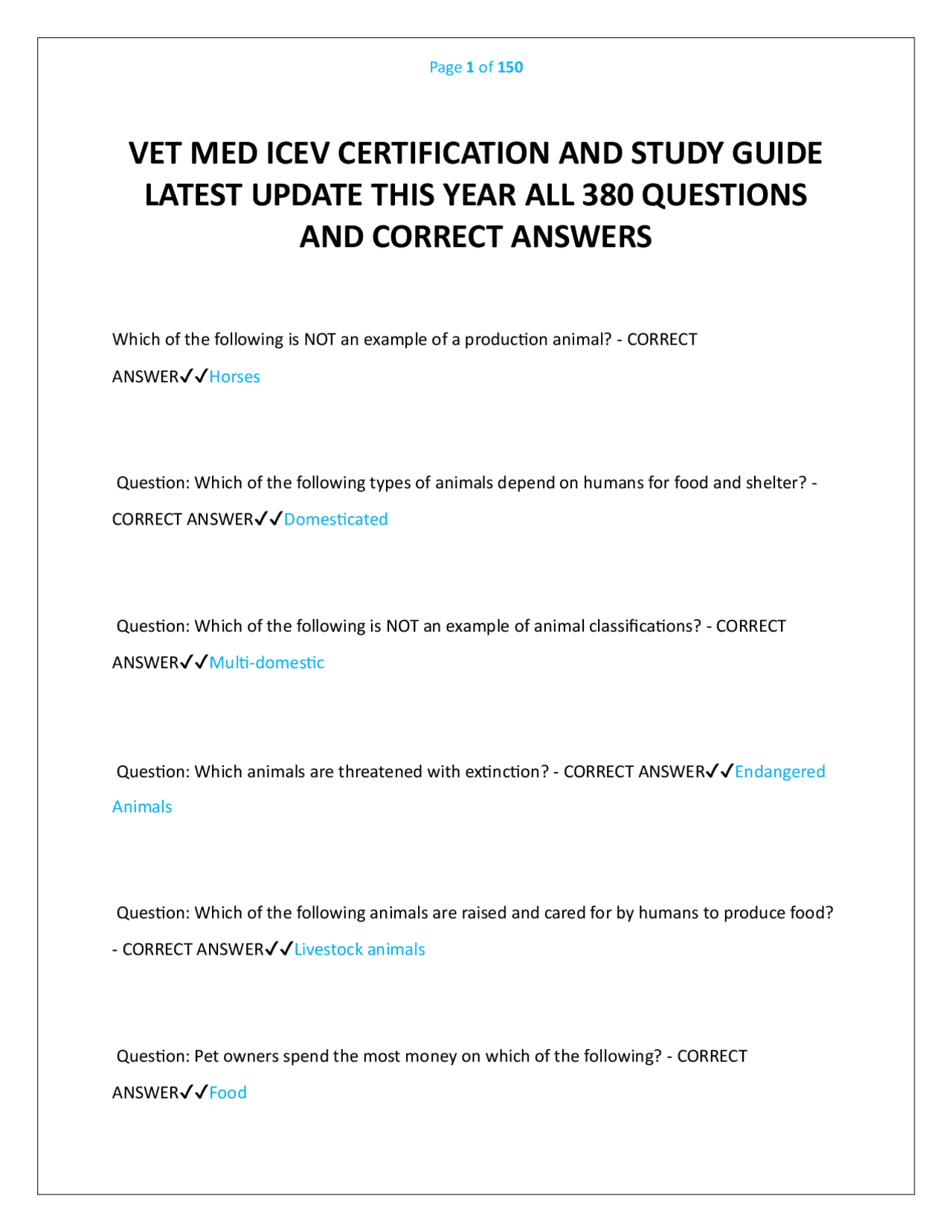 VET MED ICEV CERTIFICATION AND STUDY GUIDE LATEST UPDATE THIS YEAR ALL ...