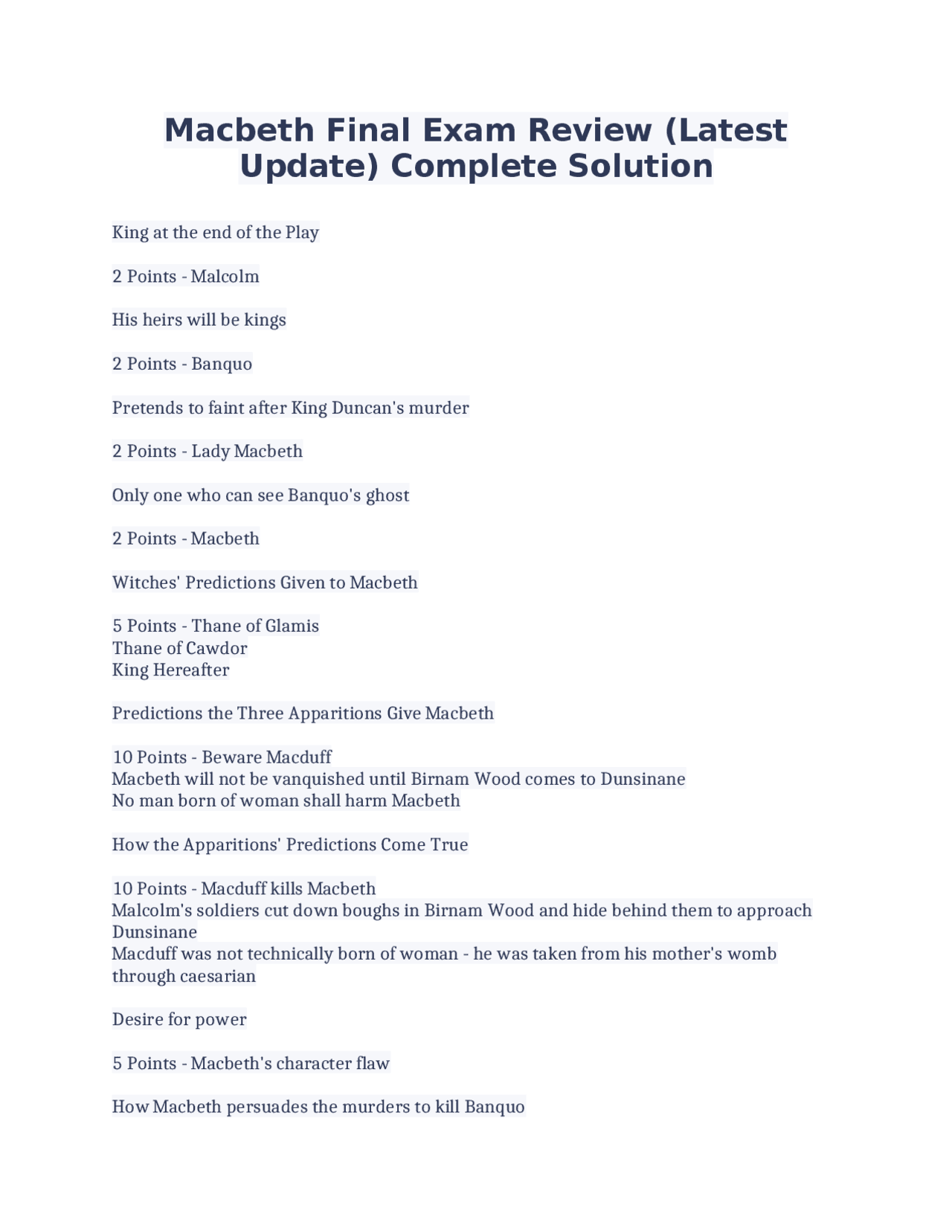 Macbeth Final Exam Review: Questions and Answers | Exams Advanced ...