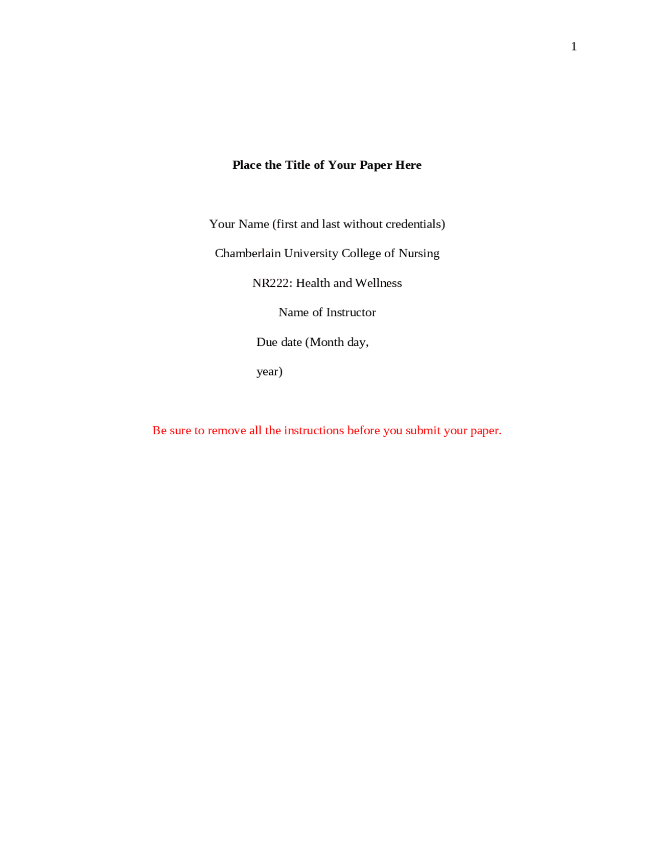 NR 222 Week 7 Assignment; RUA; Health Promotion Project - Paper ...