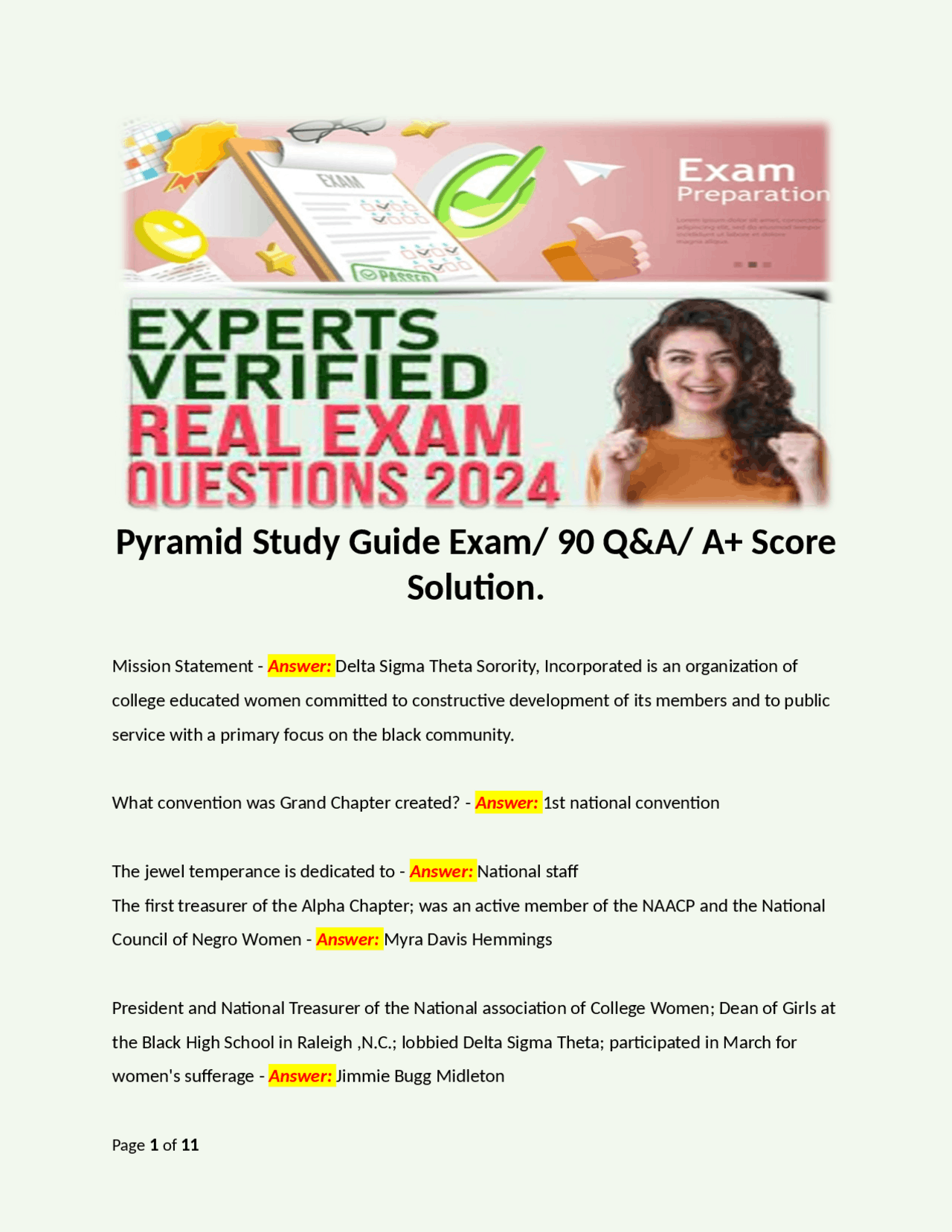 Pyramid Study Guide Exam/ 90 Q&A/ A+ Score Solution. | Exams Nursing ...