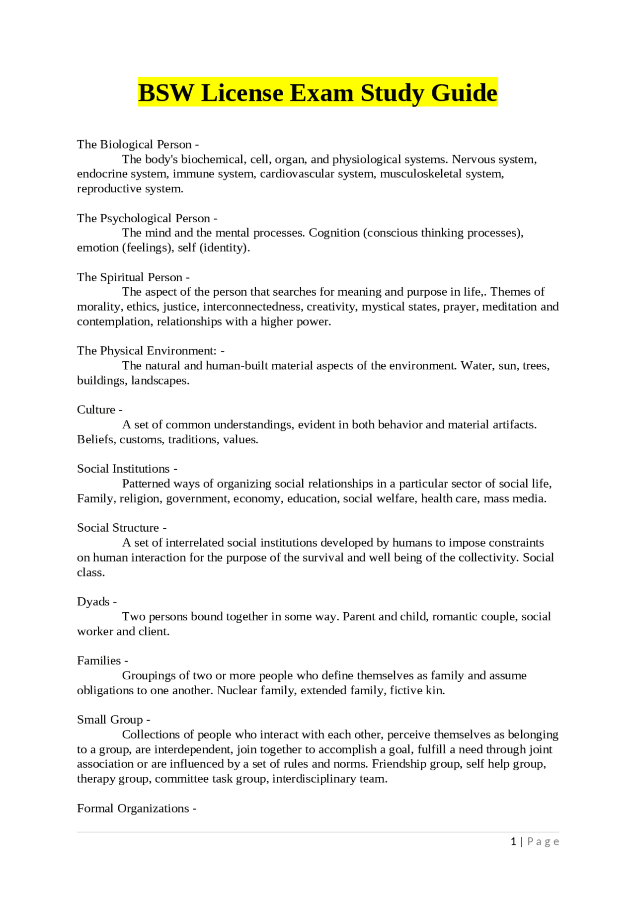 BSW License Exam Study Guide: A Comprehensive Overview of Social Work ...