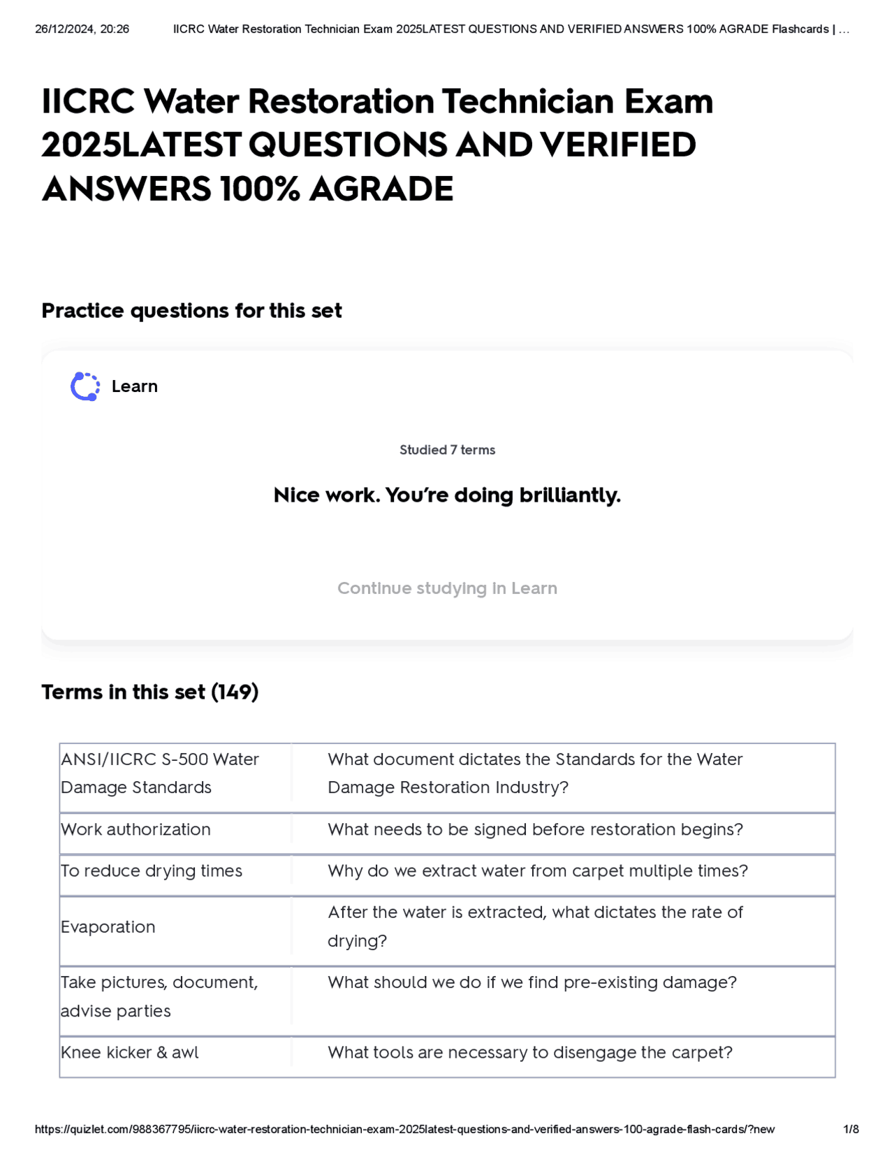 IICRC Water Restoration Technician Exam 2025: Practice Questions and ...