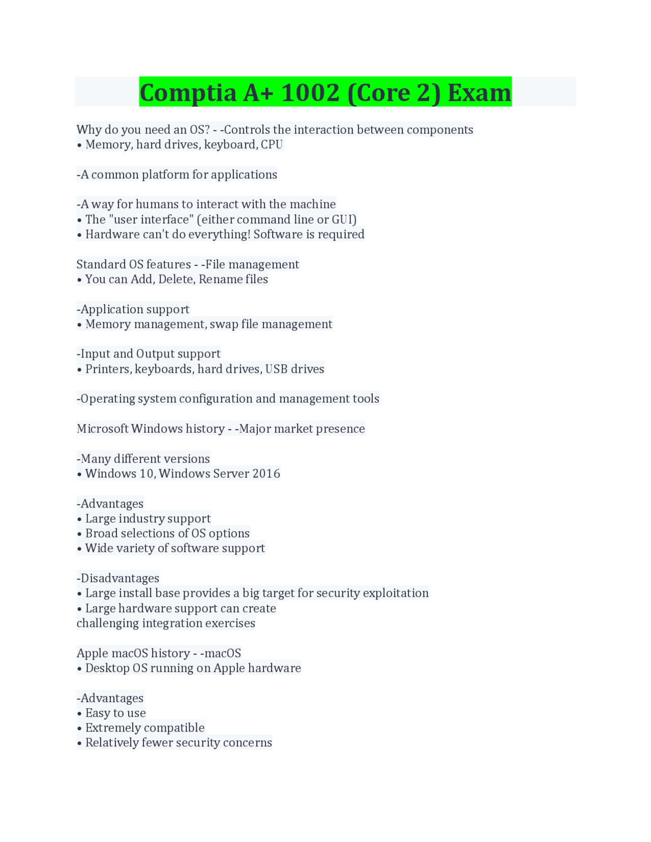 Comptia A+ 1002 (Core 2) Exam Questions And Answers | Exams Computer ...