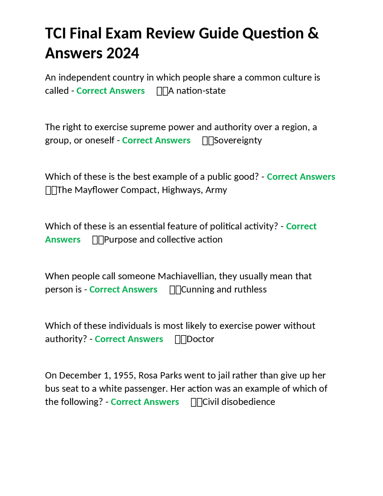 TCI Final Exam Review Guide: Questions and Answers 2024 | Exams Nursing ...