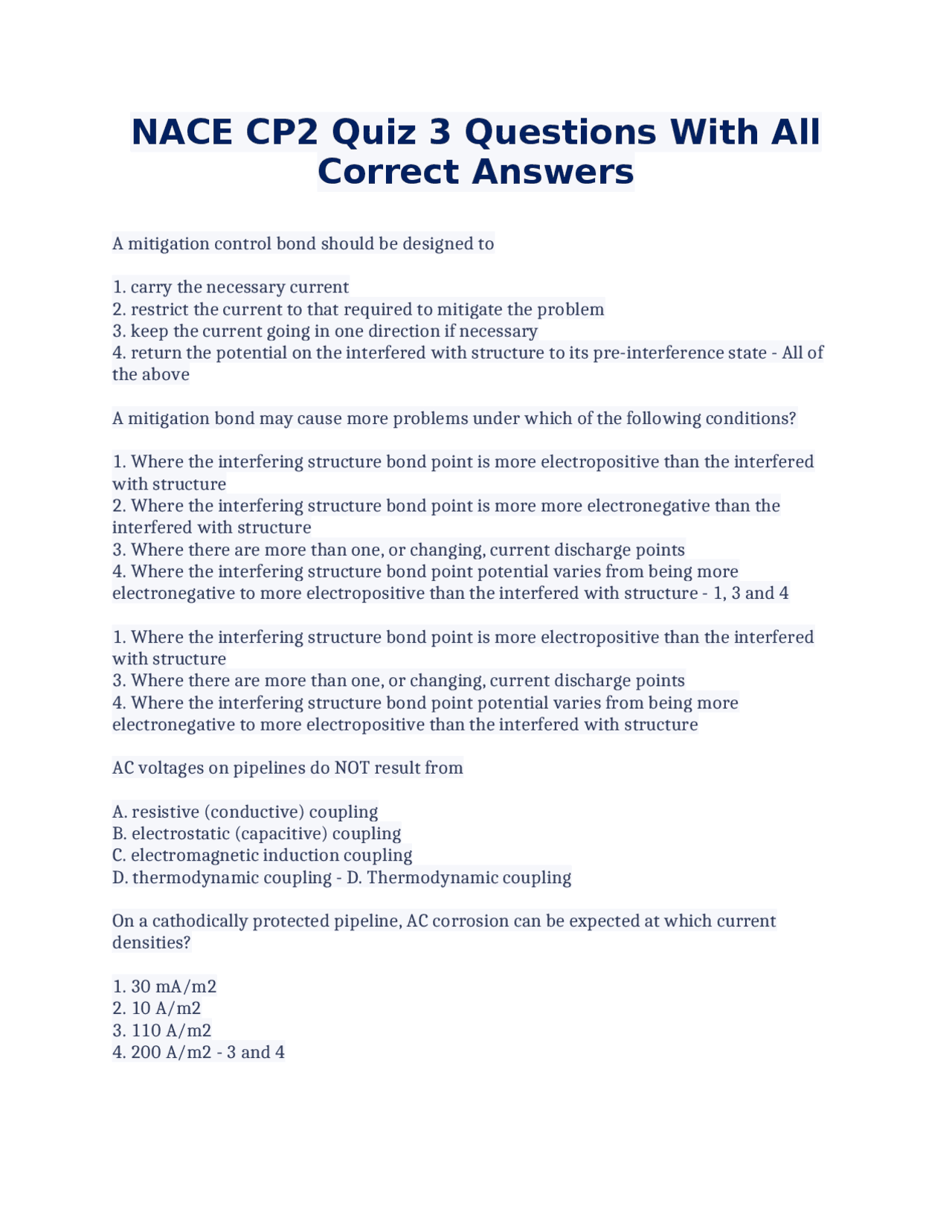 NACE CP2 Quiz 3 Questions With All Correct Answers | Exams Advanced ...
