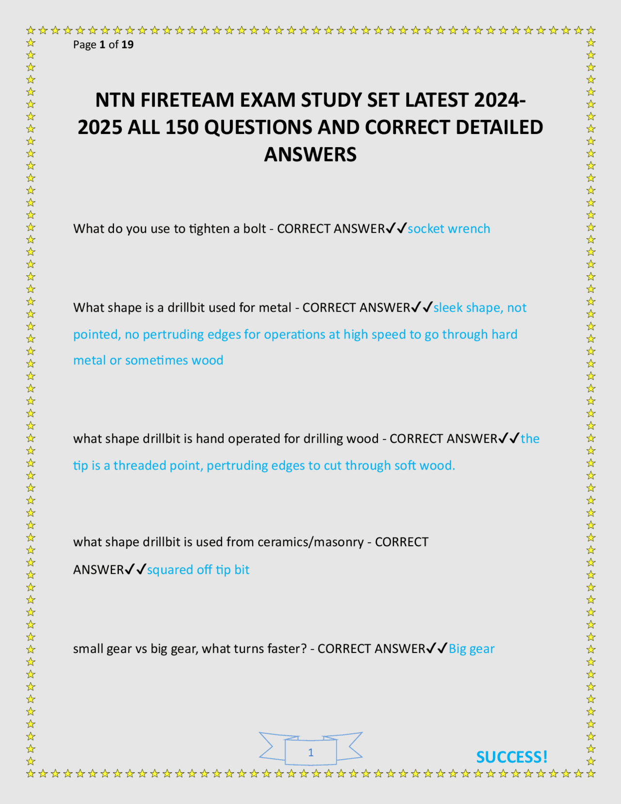 NTN Fireteam Exam Study Set: Latest 2024-2025 Questions and Answers ...