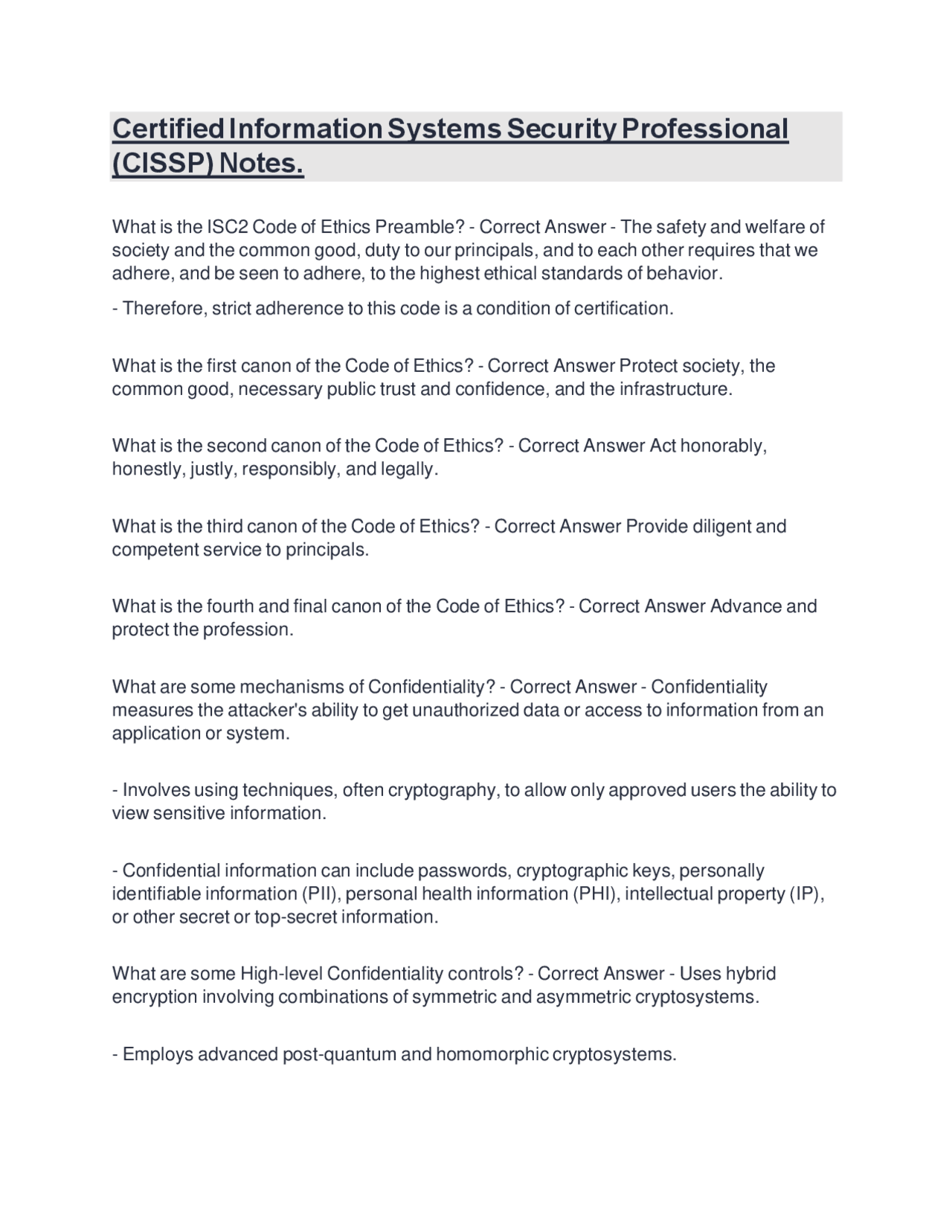 CISSP Notes: Confidentiality, Integrity, Availability, and Authenticity ...