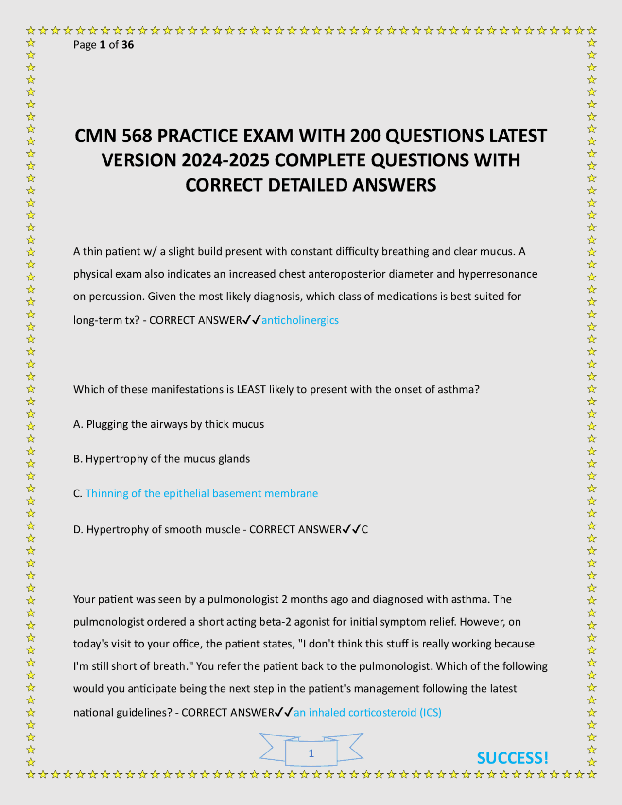CMN 568 PRACTICE EXAM WITH 200 QUESTIONS LATEST VERSION 2024-2025 ...