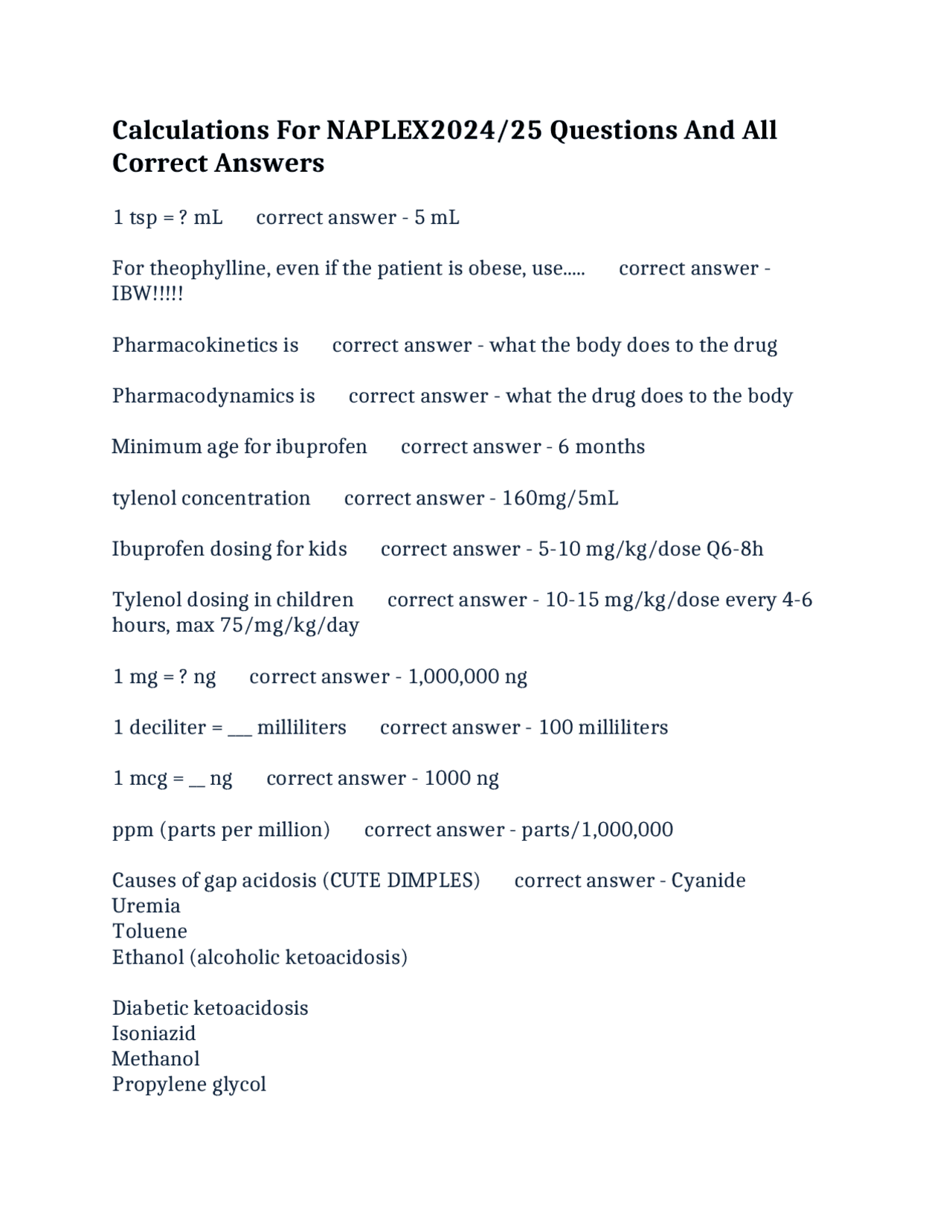 NAPLEX 2024/25: Calculations and Key Concepts for Pharmacy Students ...