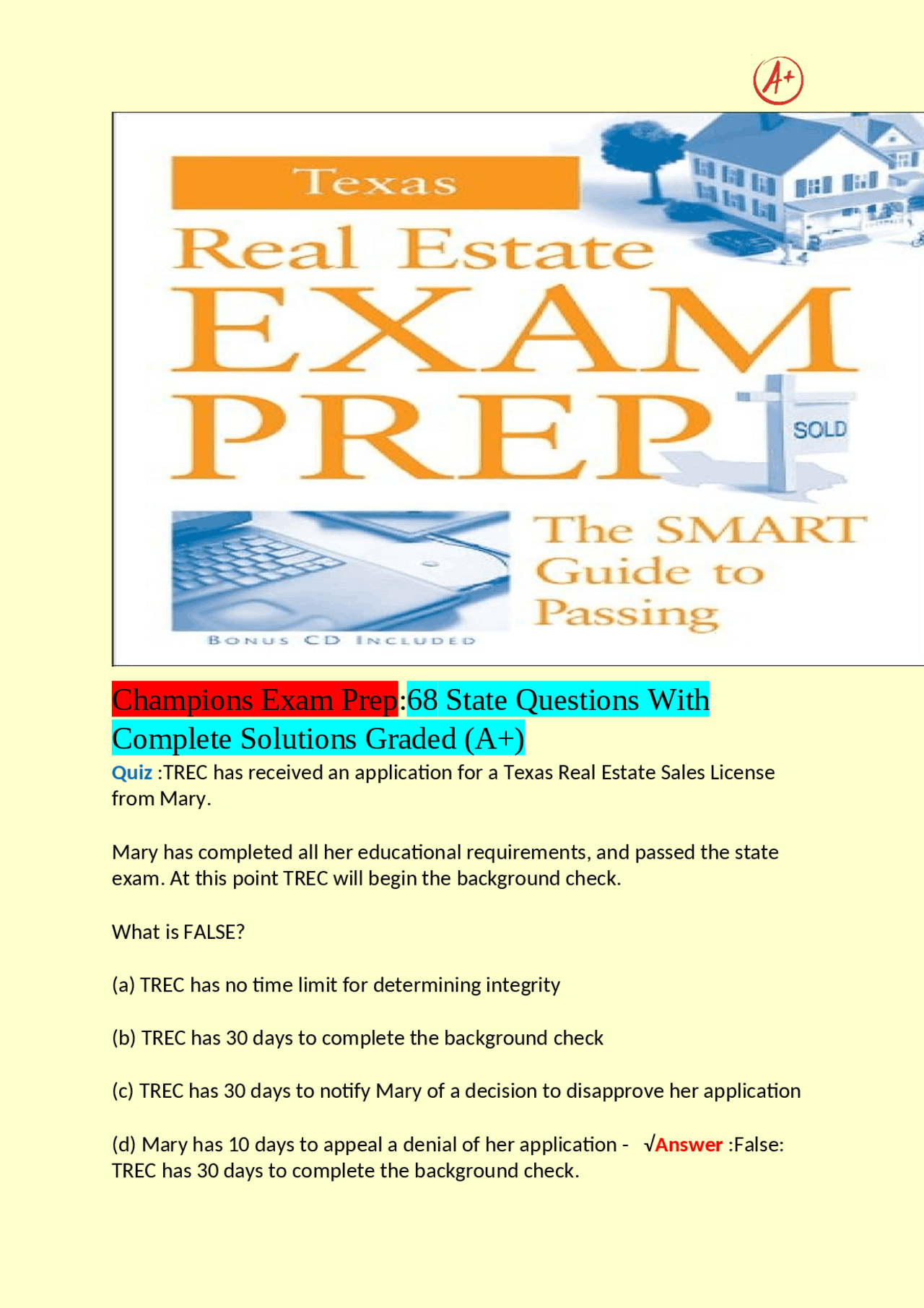 Texas Real Estate Sales License Exam Prep: Questions and Answers ...