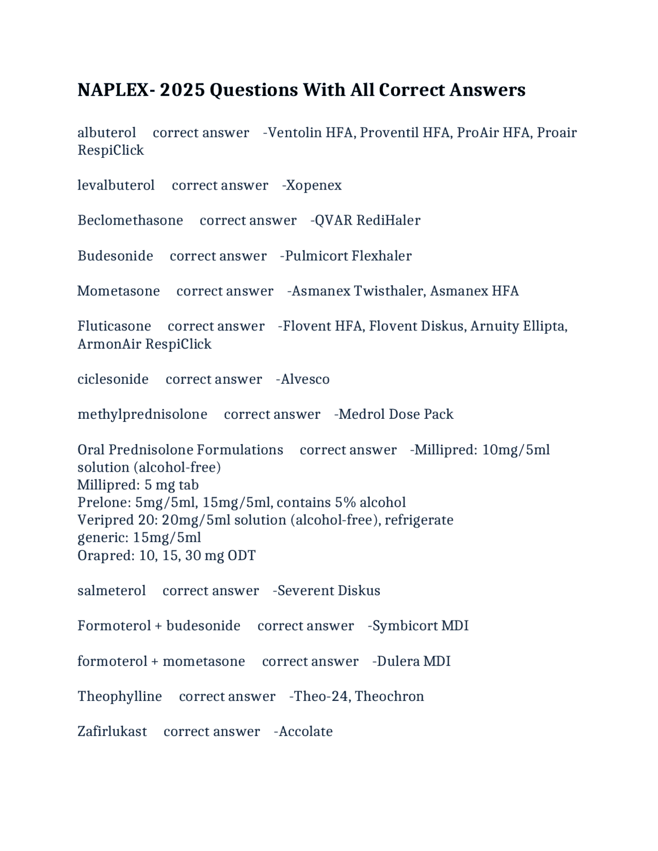 NAPLEX 2025 Pharmacology Questions and Answers | Exams Public Health ...