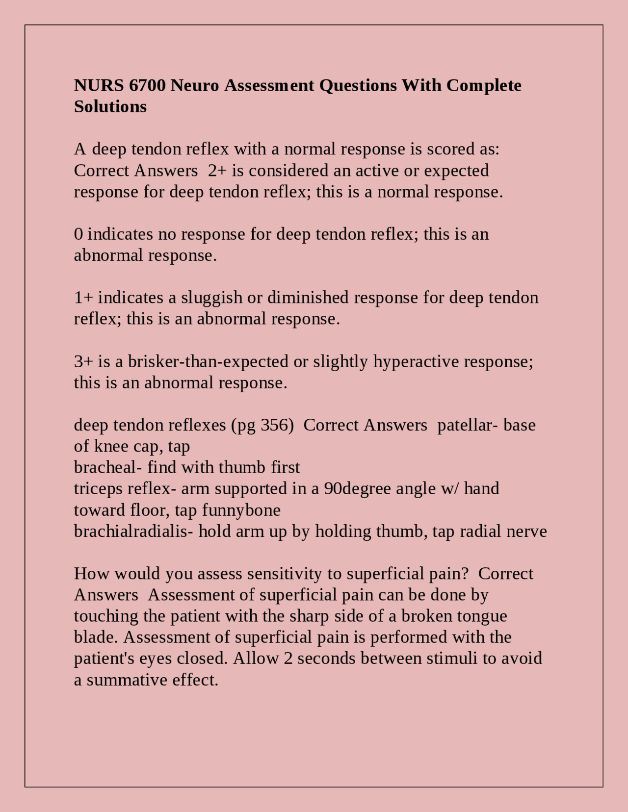 Neurological Assessment Questions and Answers for Nursing Students ...