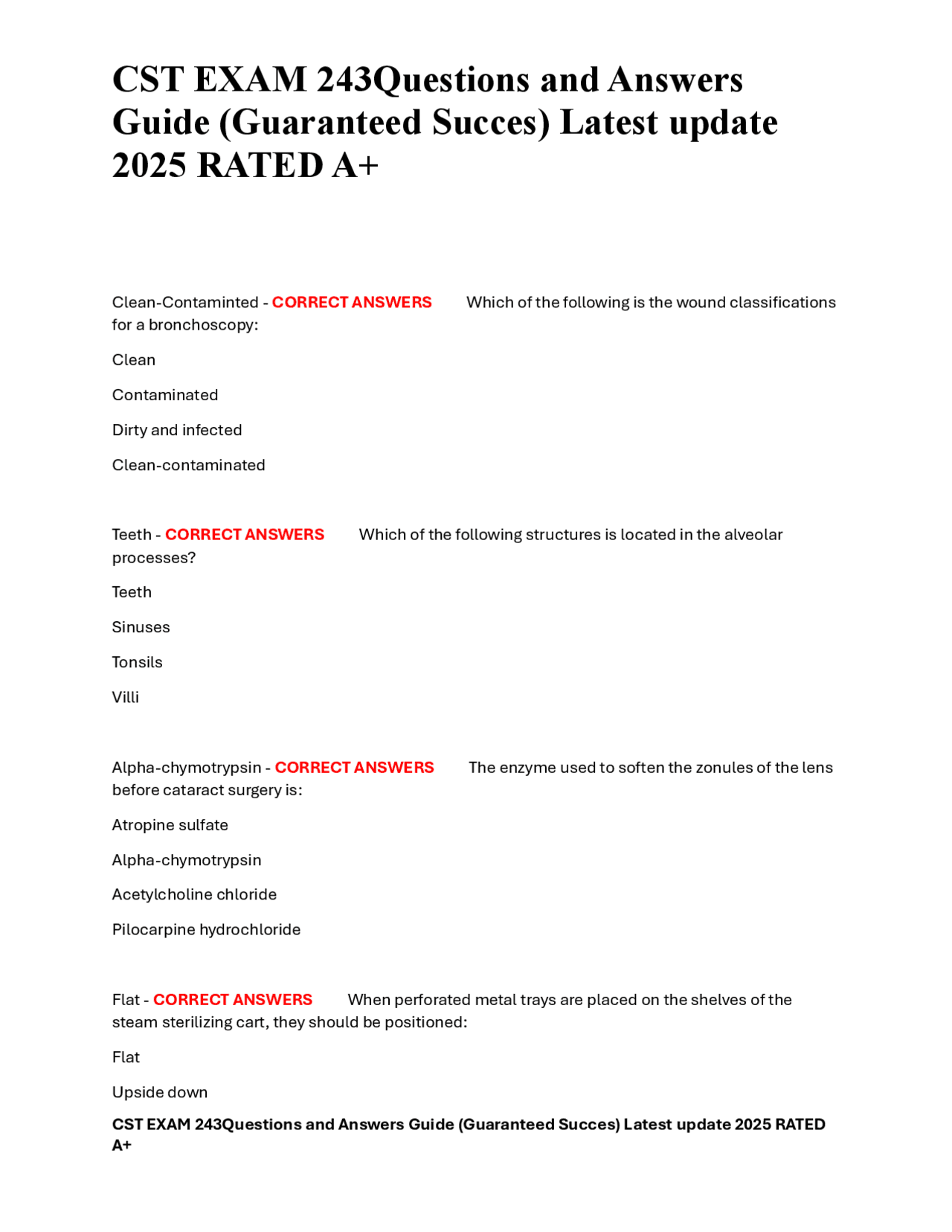 CST EXAM 243 Questions and Answers Guide (Guaranteed Success) Latest ...